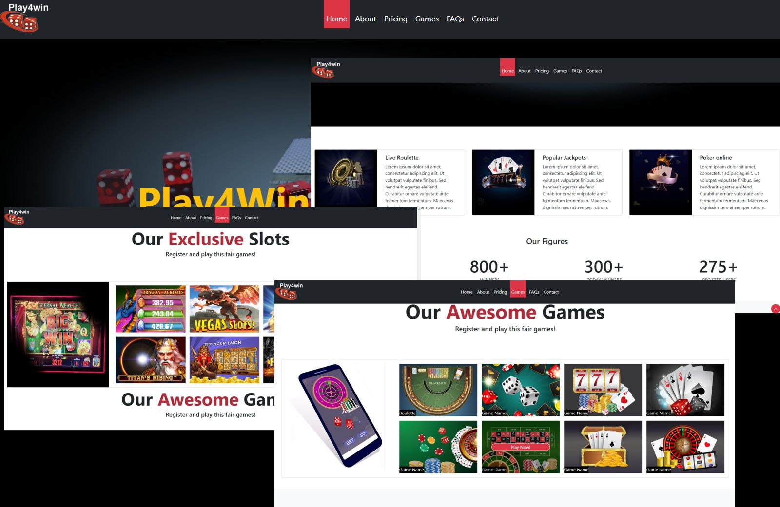 Play4Win Online Casino Landing Page Template