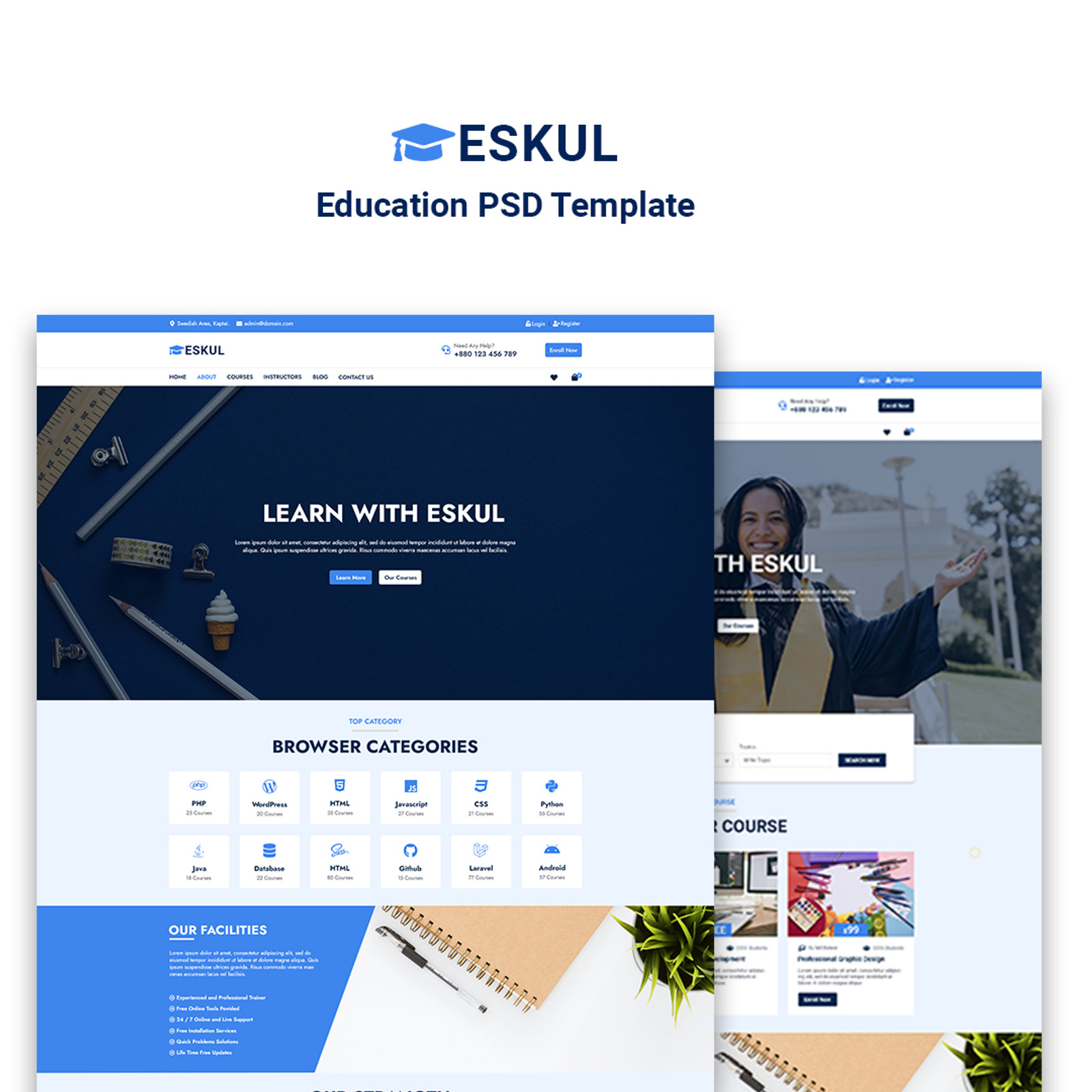 Eskul - Educational PSD Website #185157 - TemplateMonster