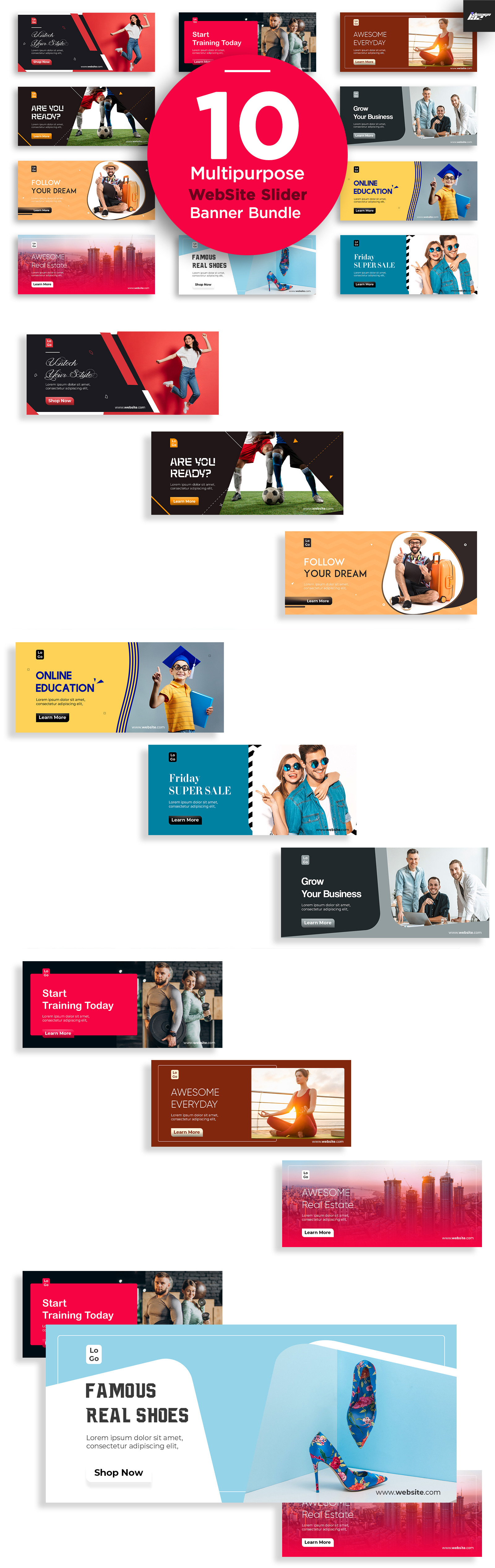 Best - Multipurpose Web Site Slider Banner Bundle Pack Social Media