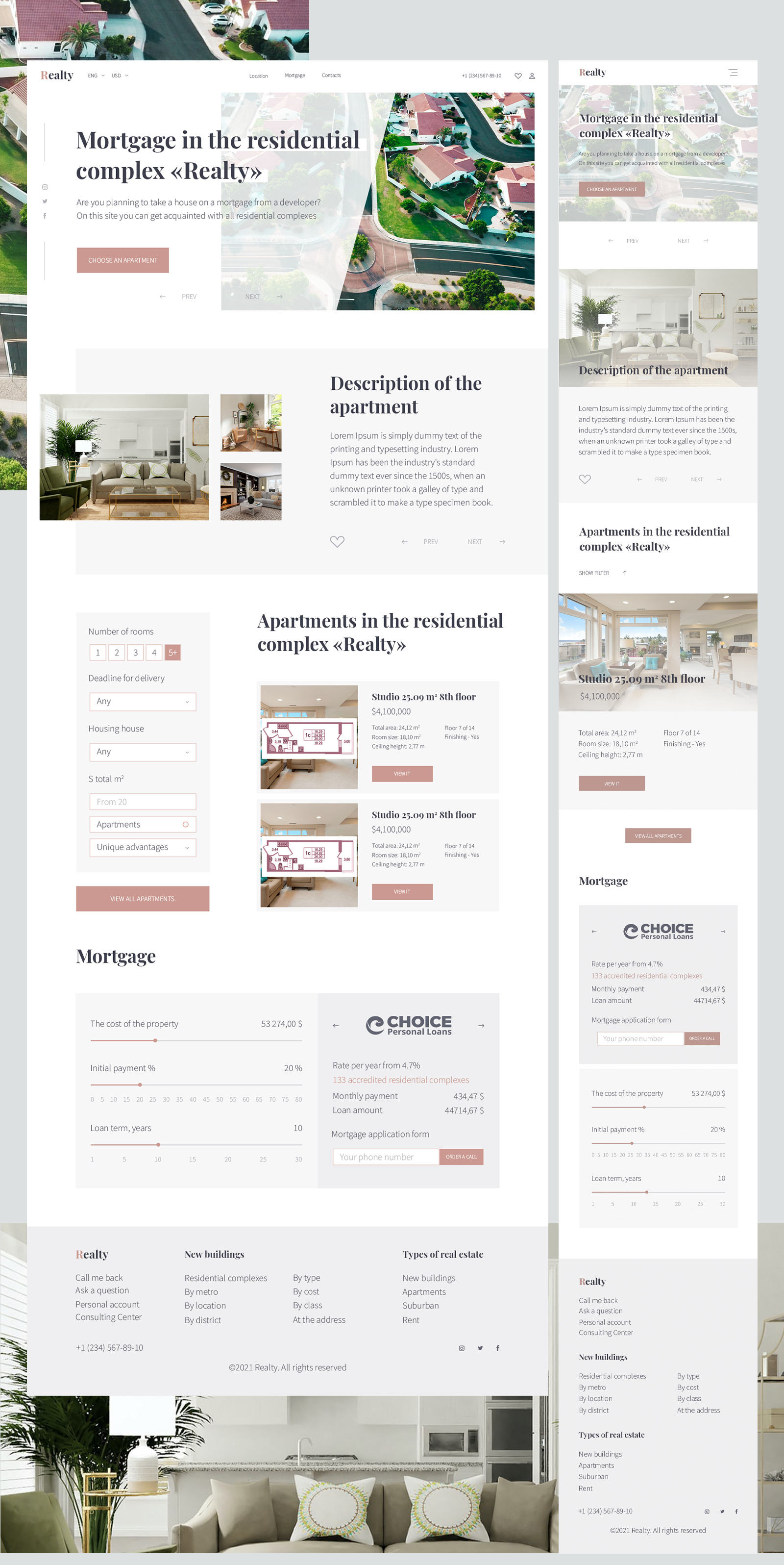 Mortgage Website Desktop & Mobile Version PSD Template