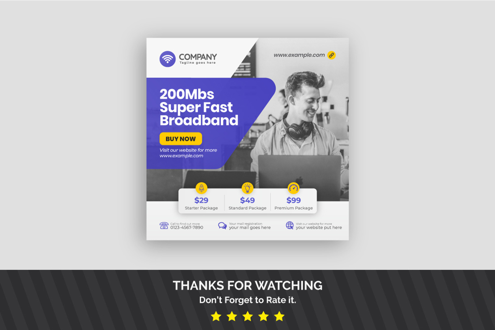 Modern Broadband Internet Social Media Post Design Template