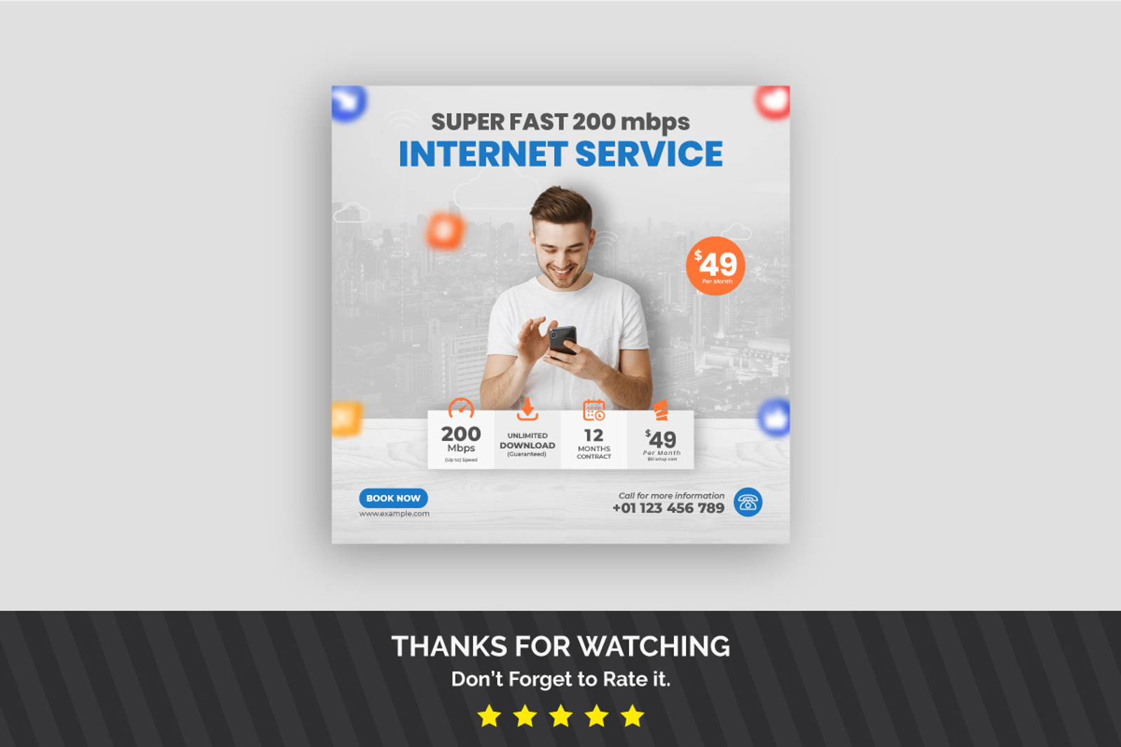 Broadband Internet Service Social Media Post Design Template