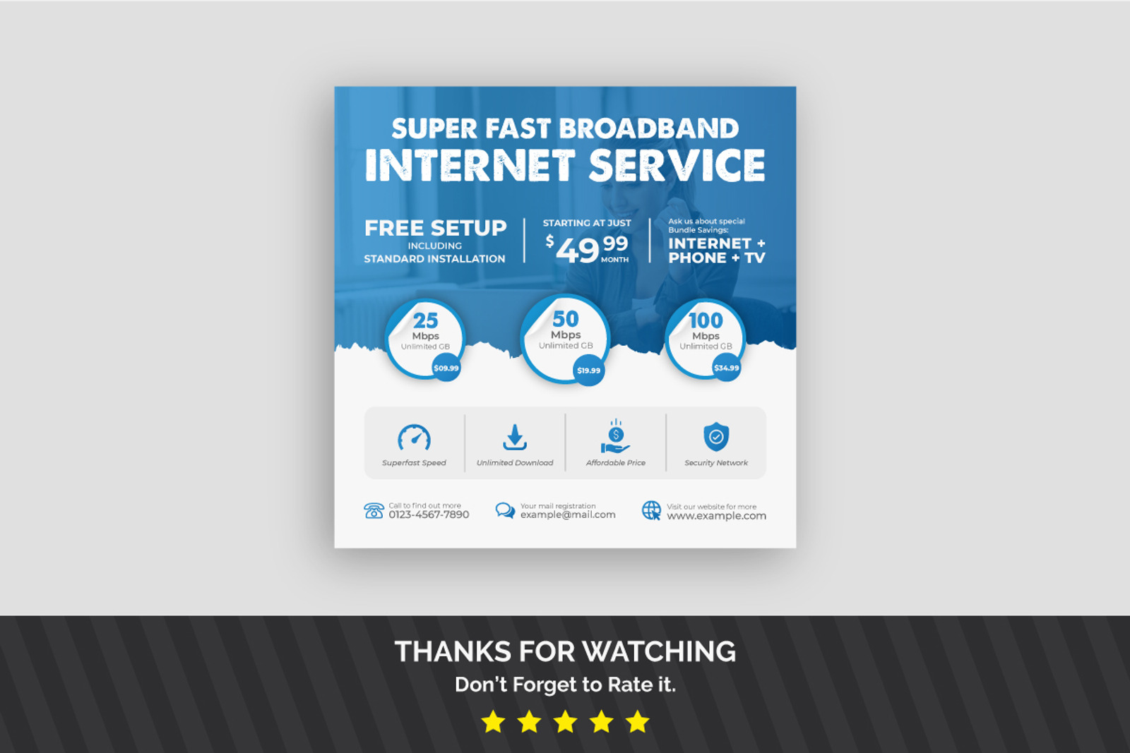 Internet service Instagram post or web banner design template