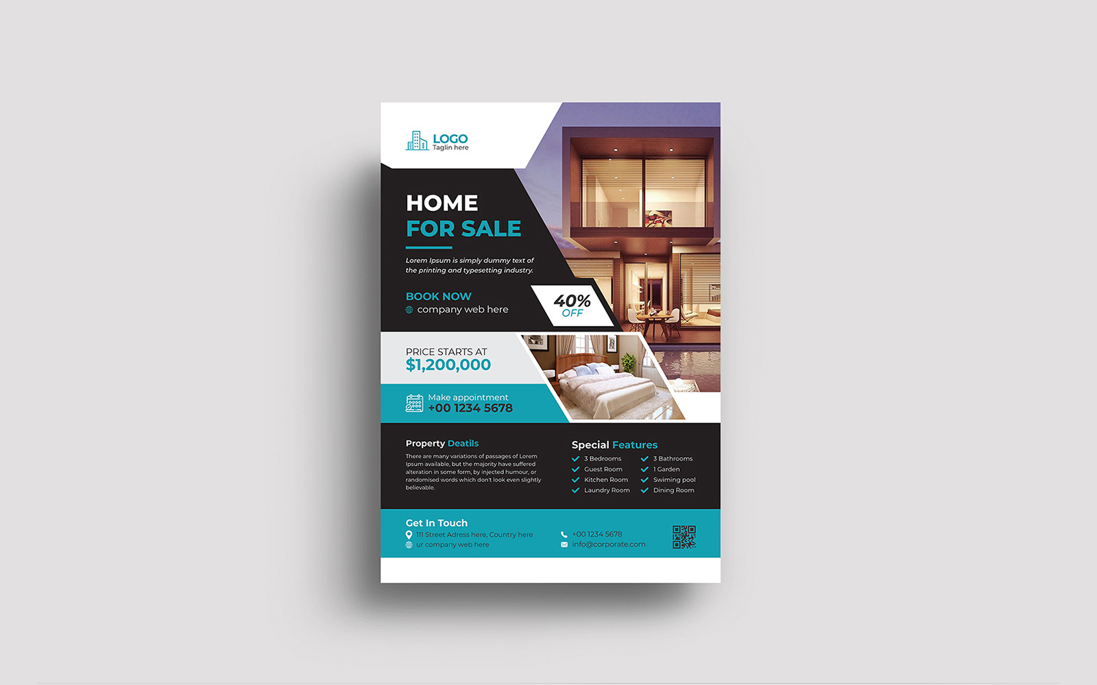 Modern Real Estate House Sale Flyer Template
