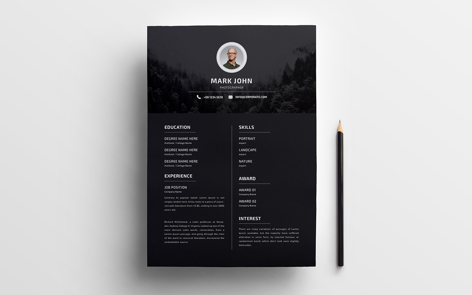 Modern Photographer Cv/Resume Template - TemplateMonster