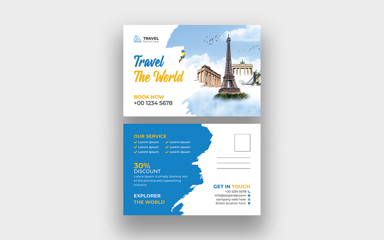 Travel Post card Template #298352 - TemplateMonster