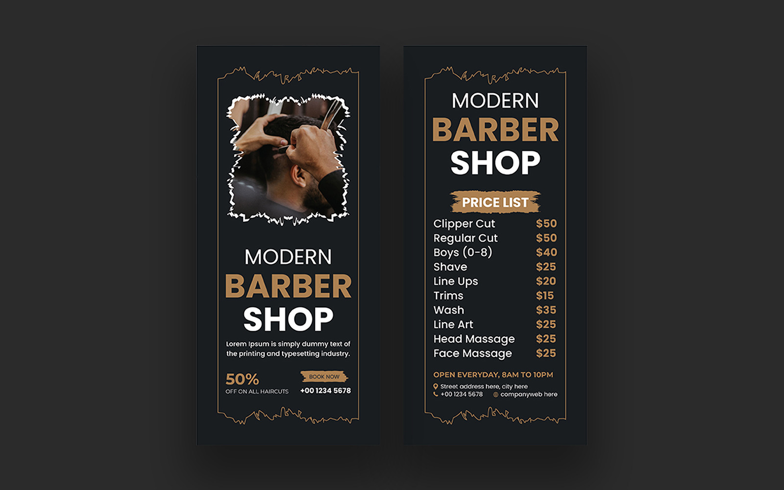 Beauty Salon Barbershop Rack Card Design - TemplateMonster