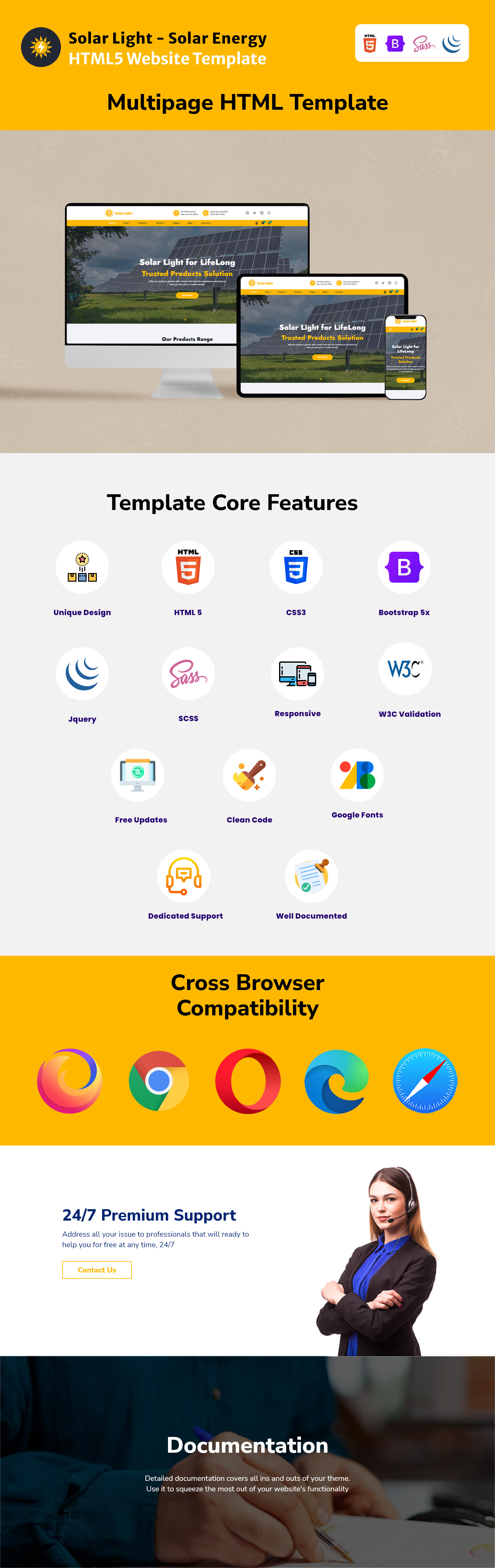Solar Light Solar Energy Html5 Website Template