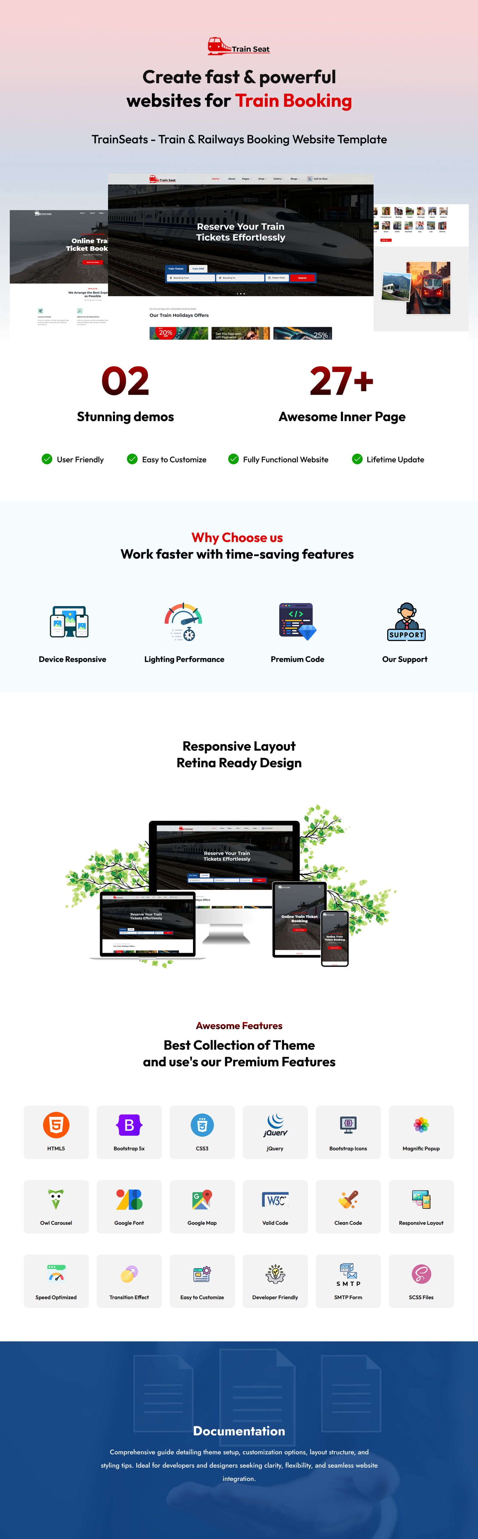 TrainSeats - Train & Railways Booking Website Template