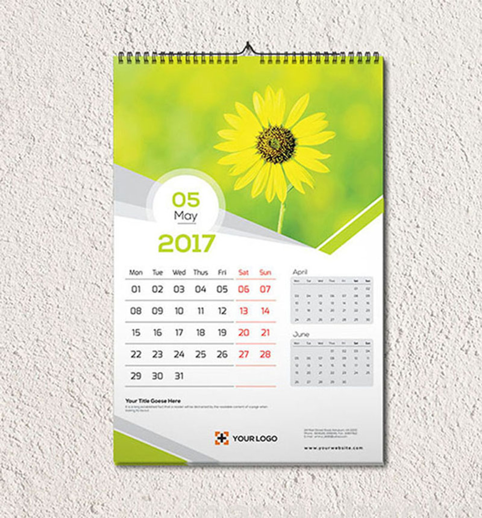 Creative Wall Calendar Template #279193 - TemplateMonster