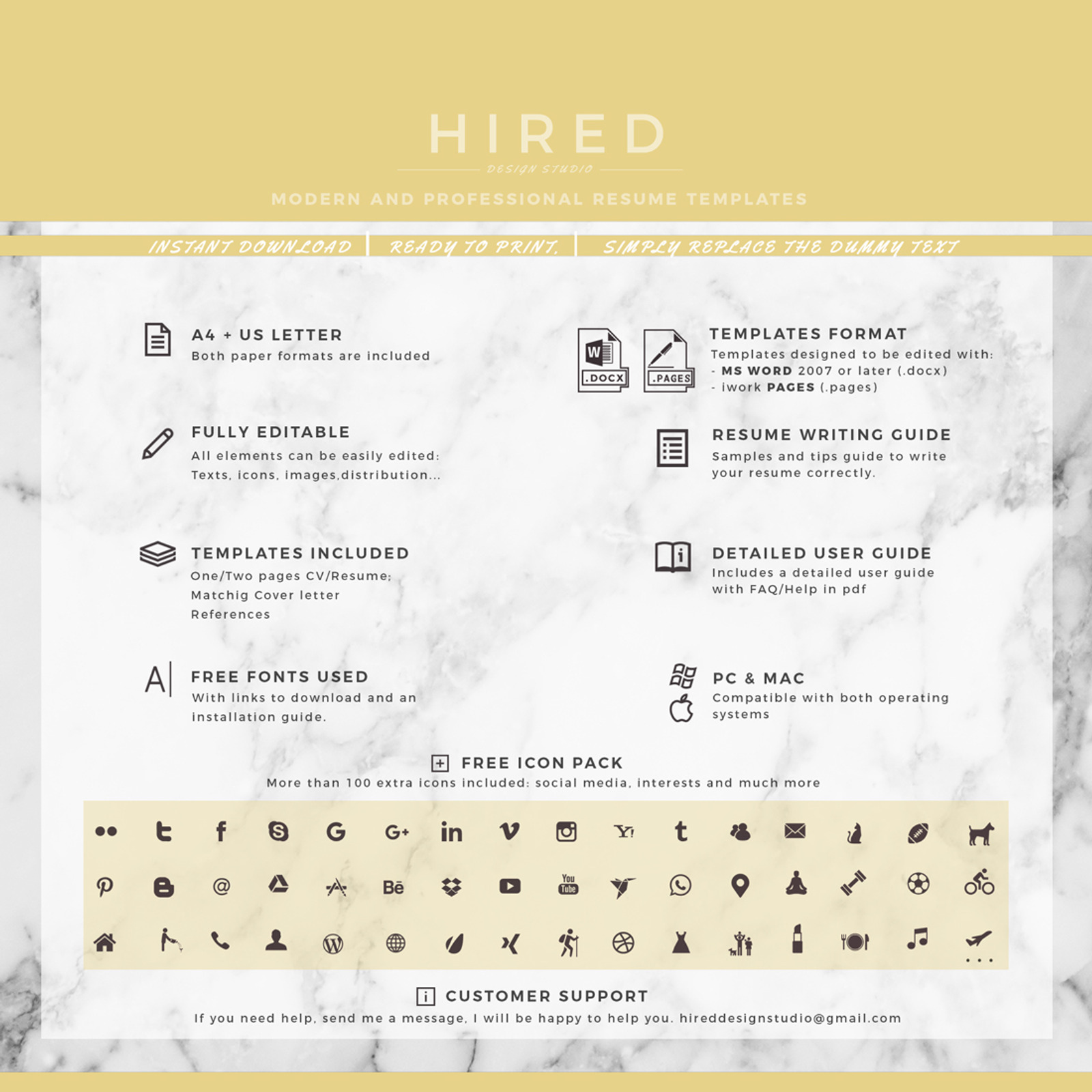 SANDRA Y. - Modern Resume Template Bundle for Word and Pages. 2 & 3 ...