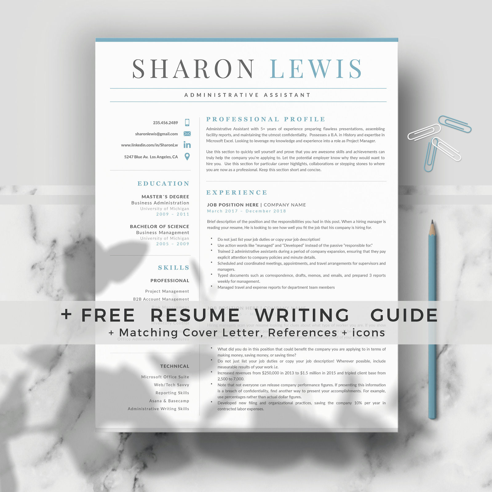 SHARON - Administrative Assistant Resume for MS Word and Mac Pages ...