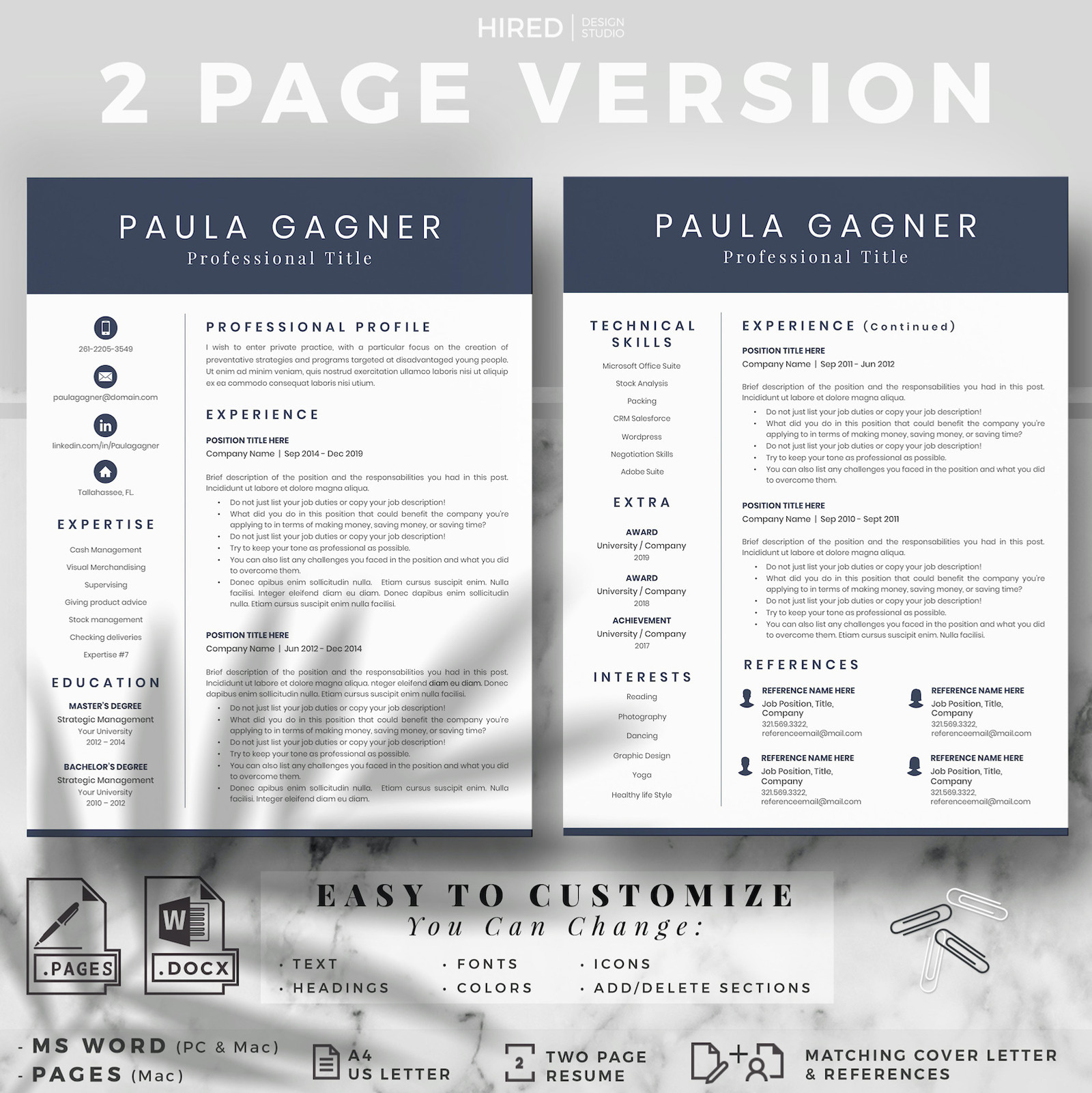 PAULA - Modern and Professional Resume Layout, Cover Letter and ...