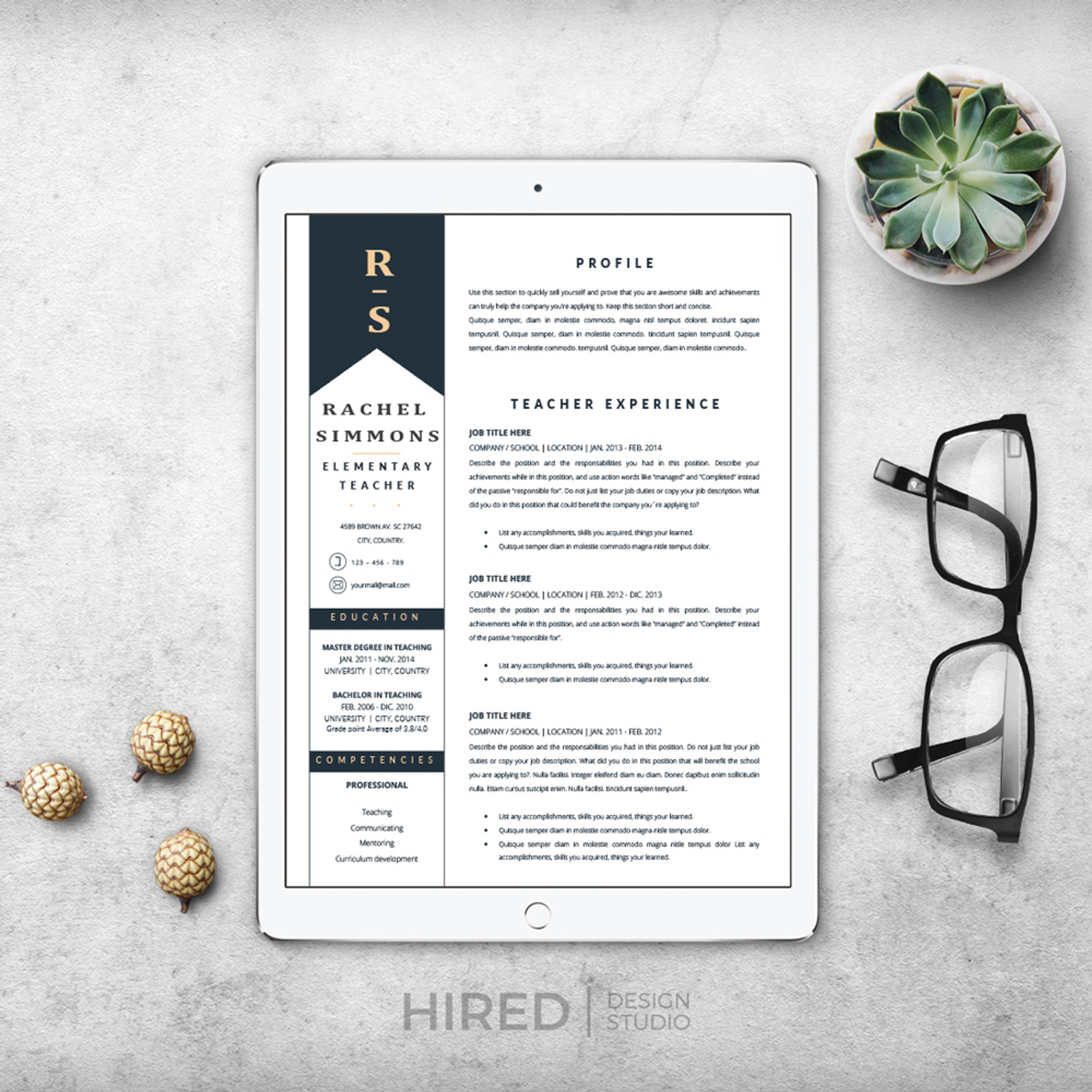 RACHEL - Teacher Resume Template. Education CV with Cover Letter ...