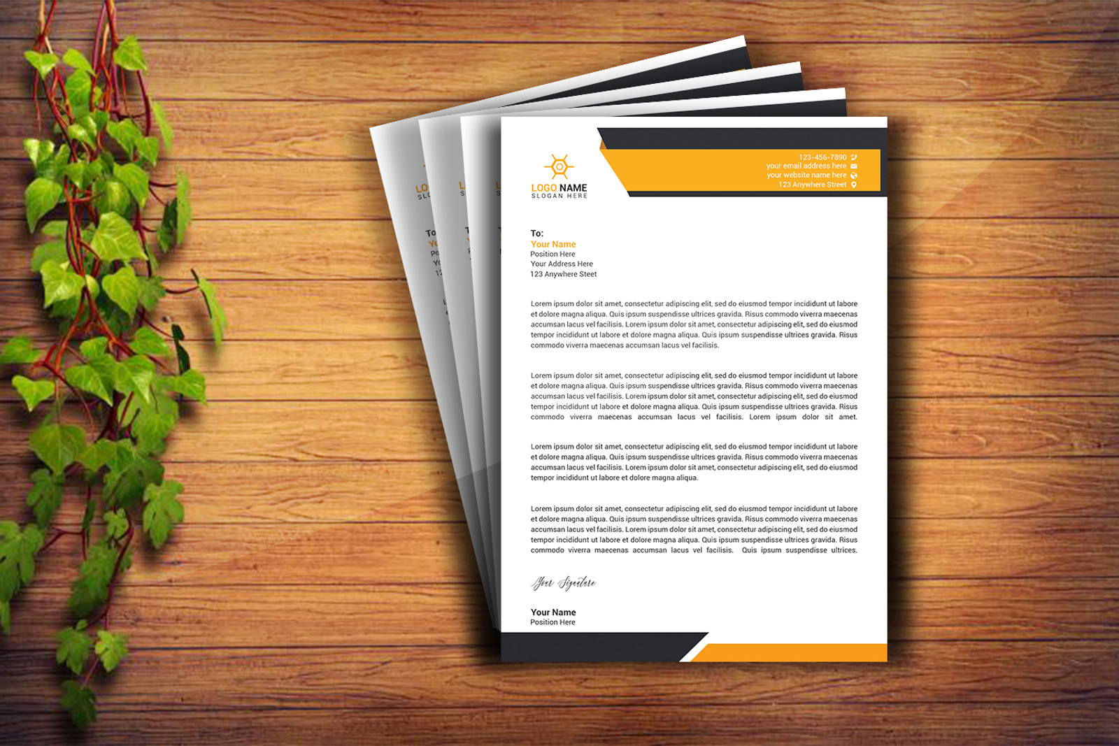 Corporate Letterhead Design Template For Company