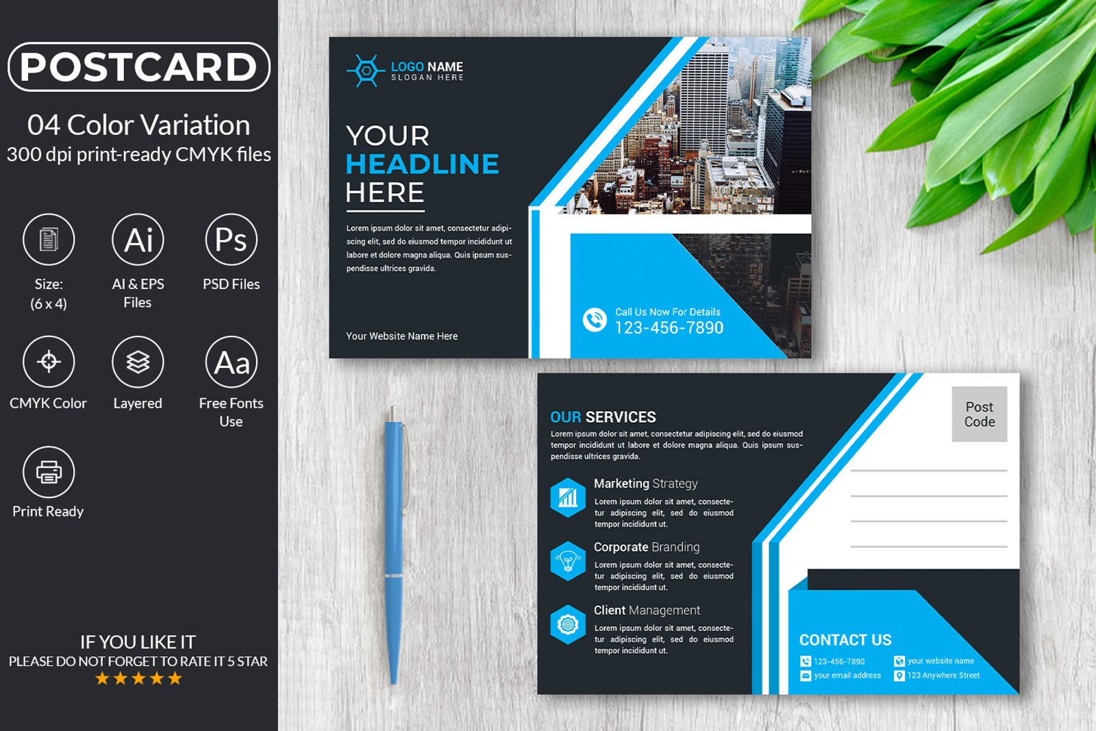Professional Postcard Design Template - TemplateMonster