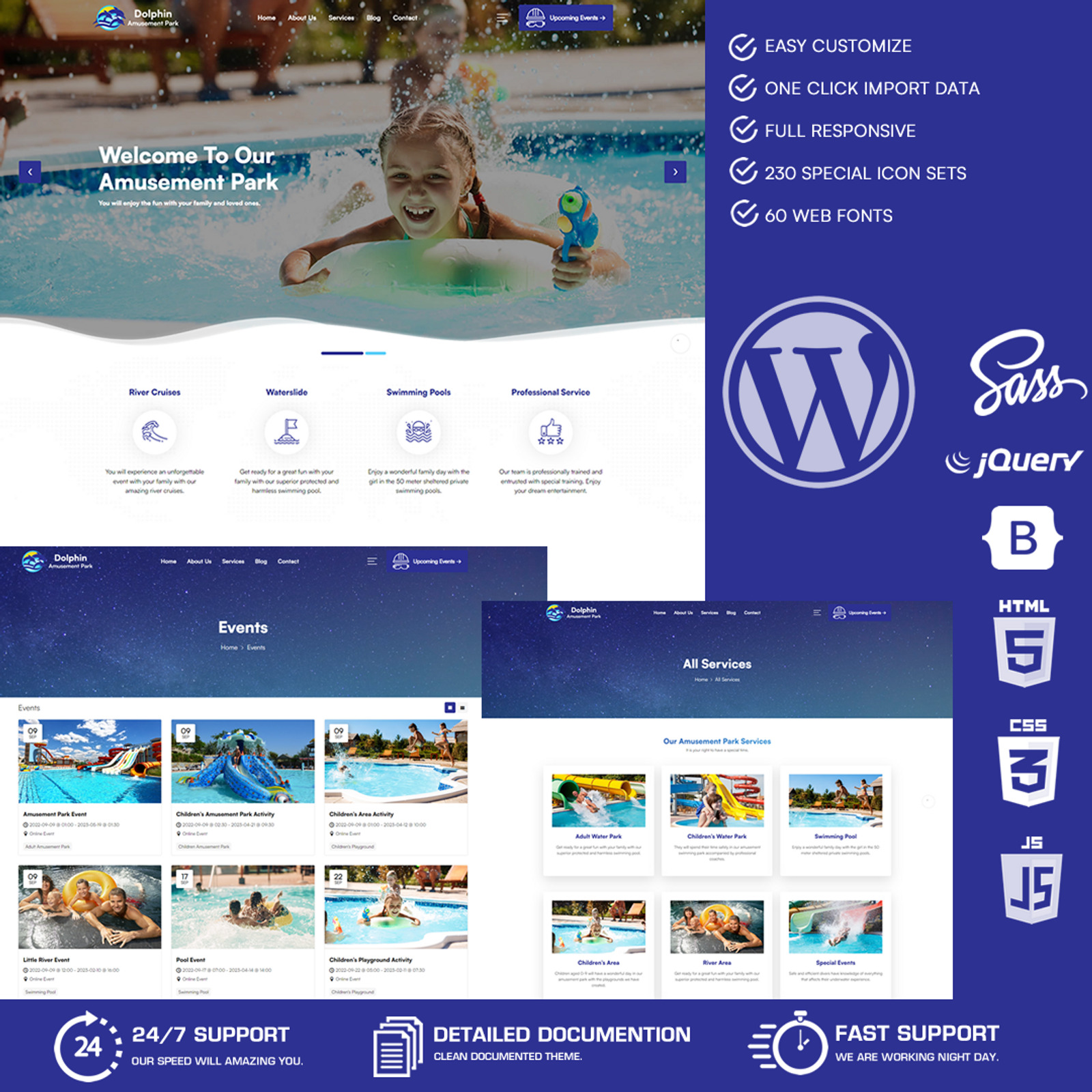 Dolphin - Amusement Park WordPress Theme - TemplateMonster