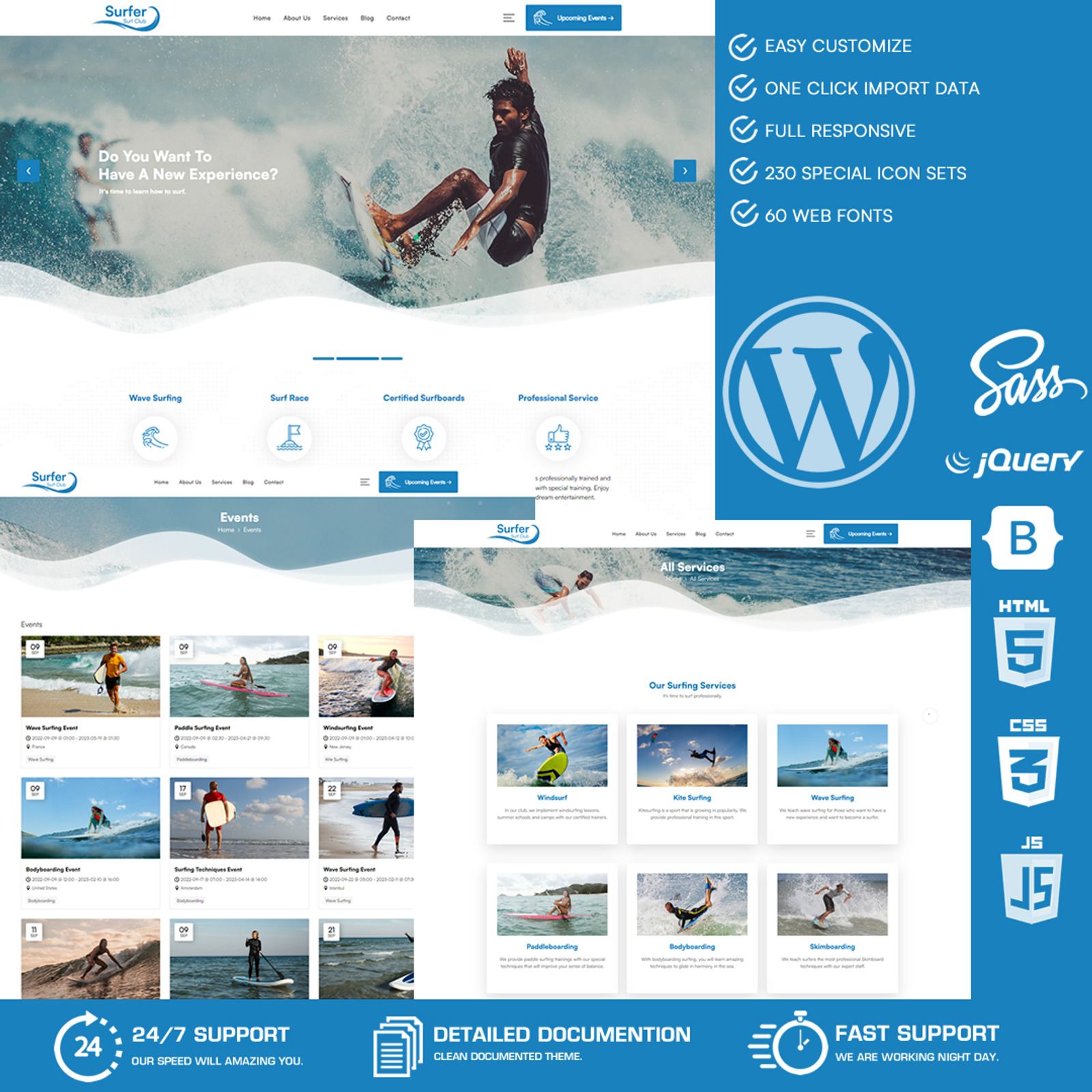 Surfer - Surf Club WordPress Theme #275659 - TemplateMonster