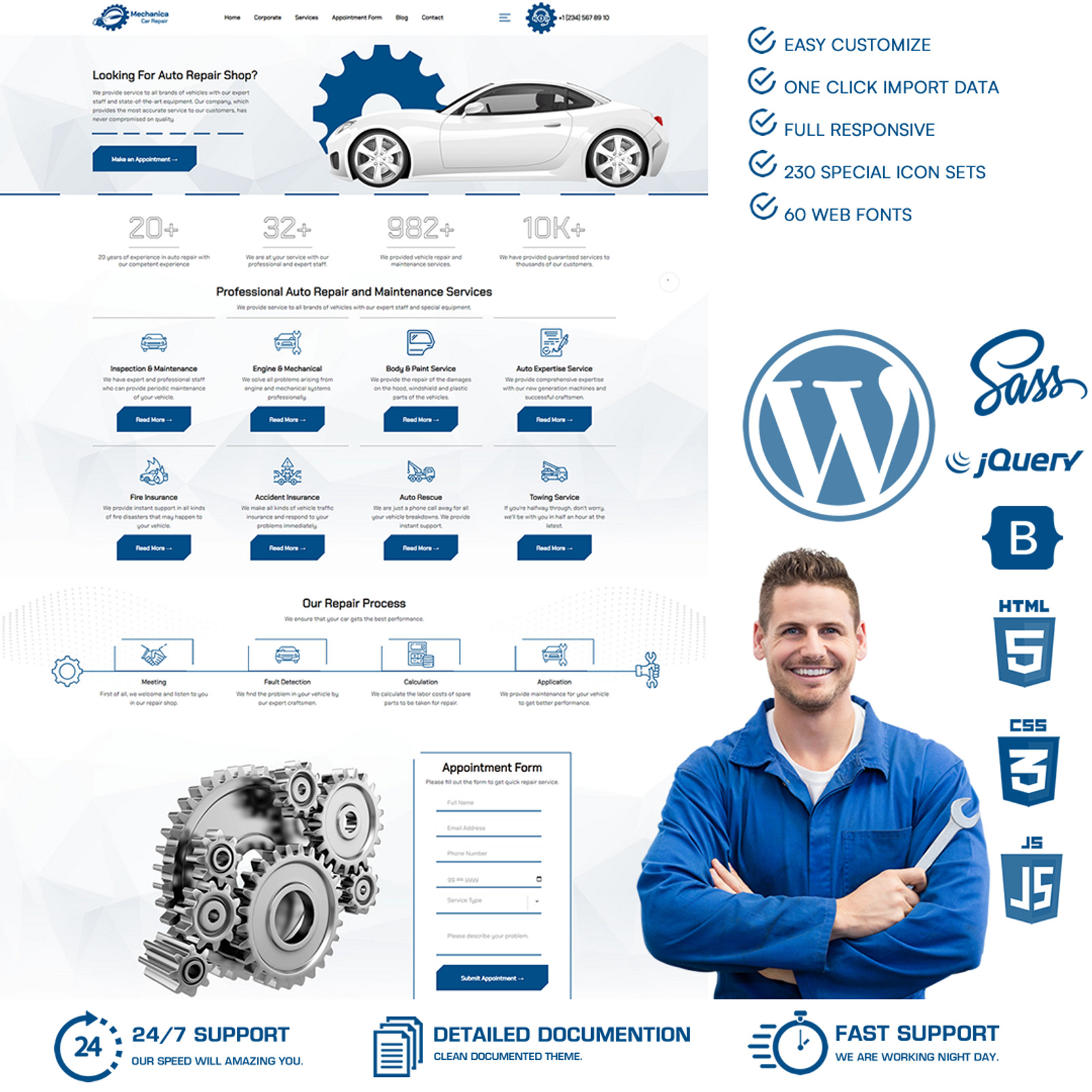 Mechanica - Car Repair WordPress Theme - TemplateMonster