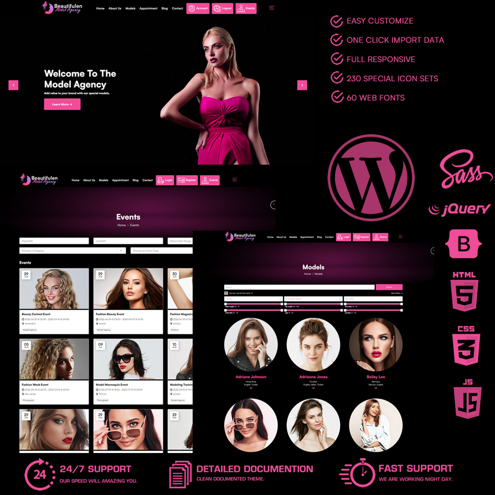 Beautifulen - Model Agency WordPress Theme - TemplateMonster