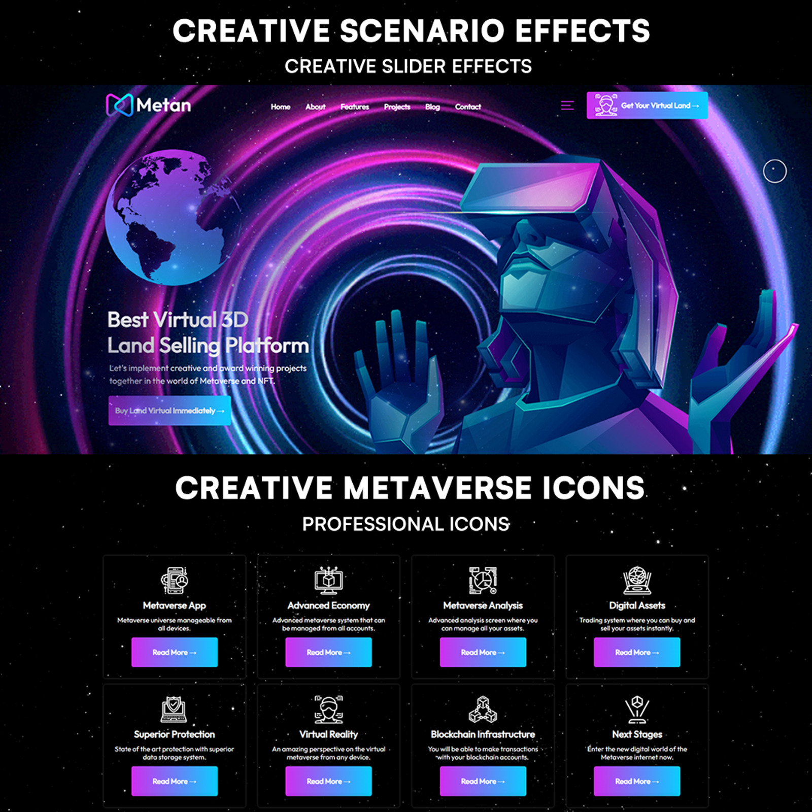 Metan - Metaverse WordPress Theme #297325 - TemplateMonster