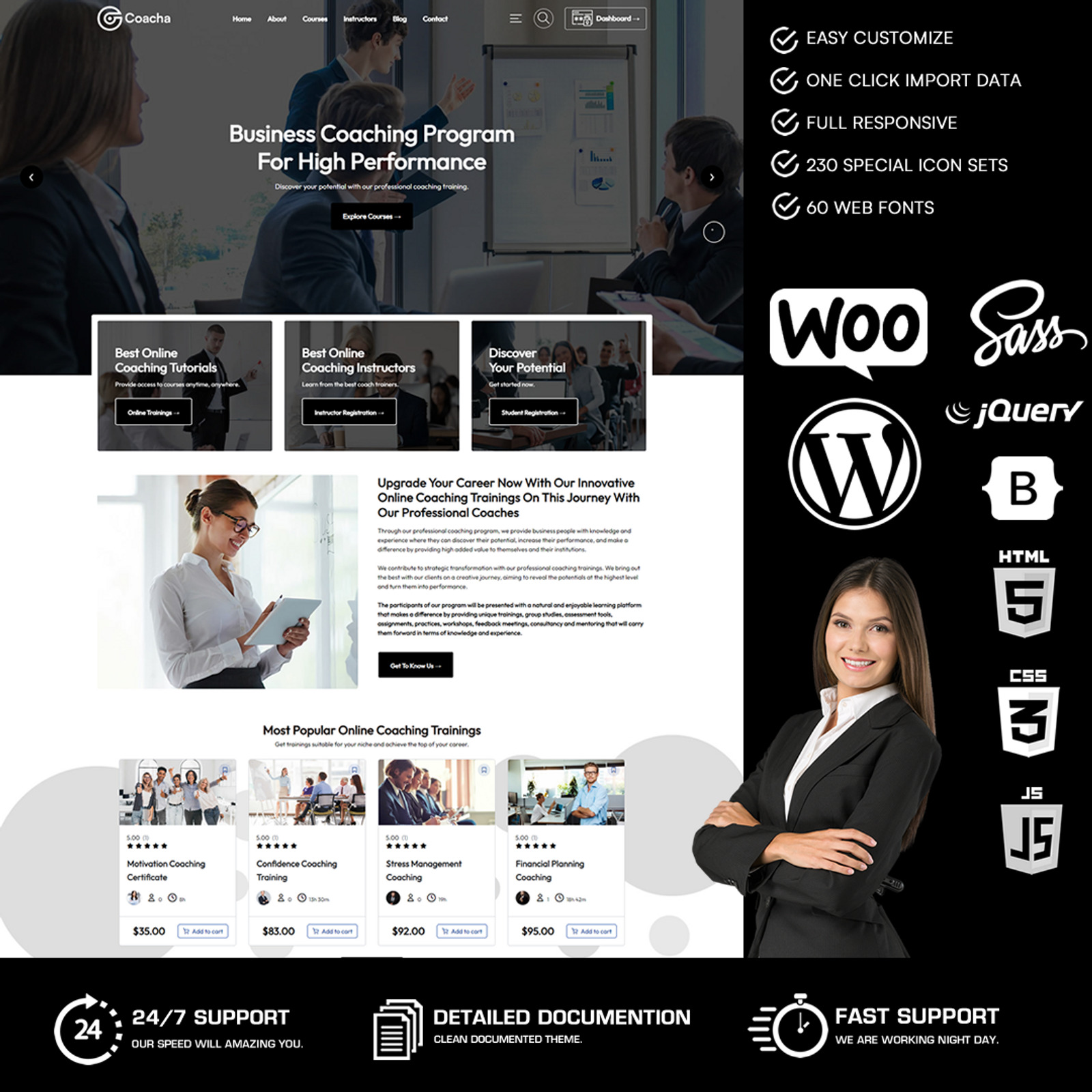 Coacha - Coaching & Online Courses WooCommerce WordPress Theme