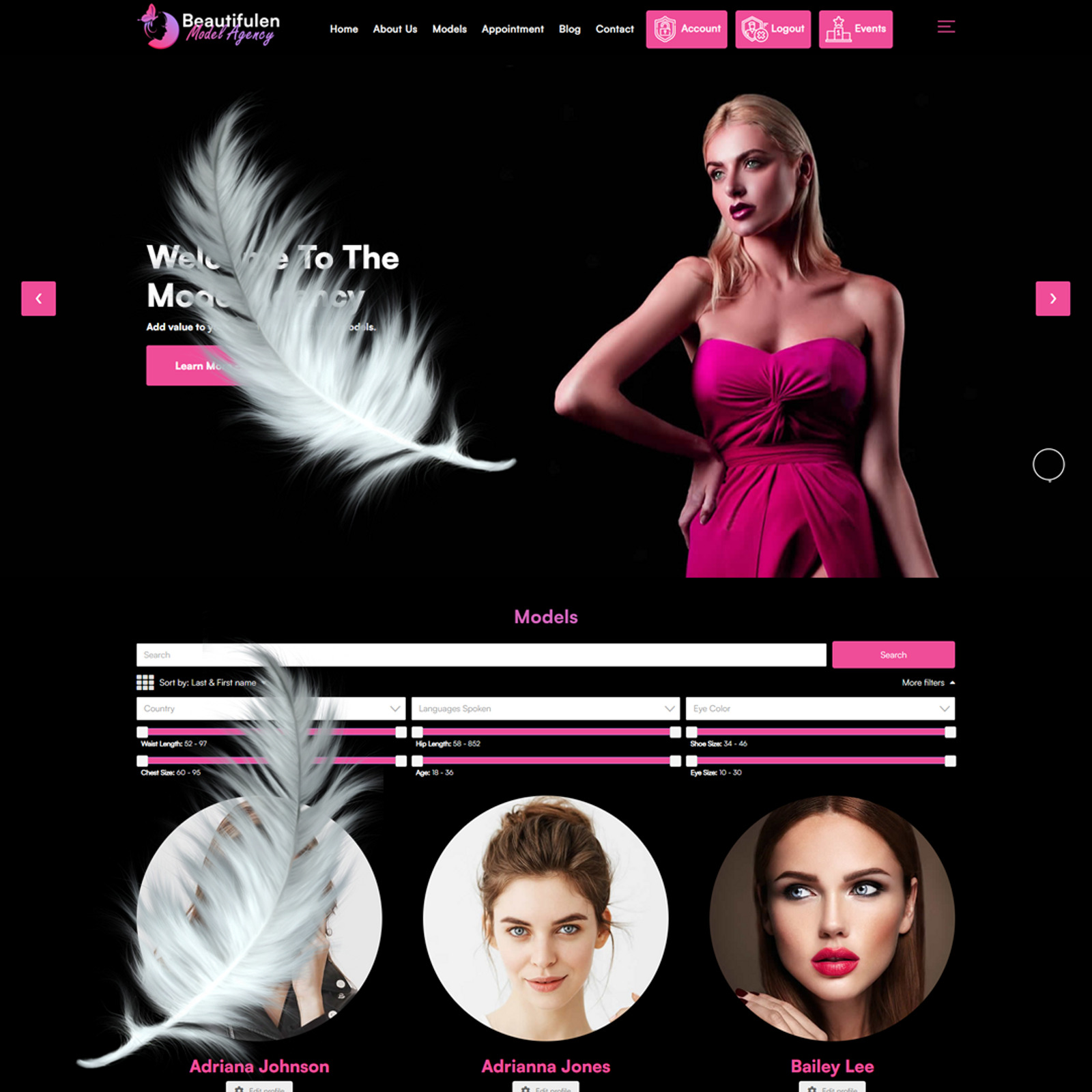 Beautifulen - Model Agency WordPress Theme - TemplateMonster