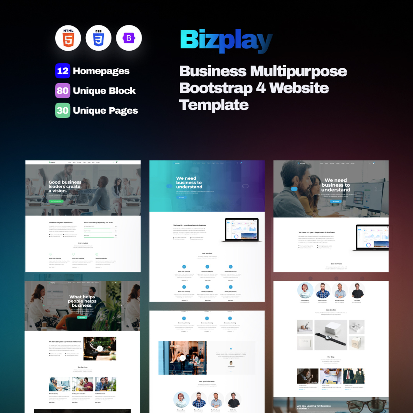 Bizplay Business Multipurpose Bootstrap 4 website template