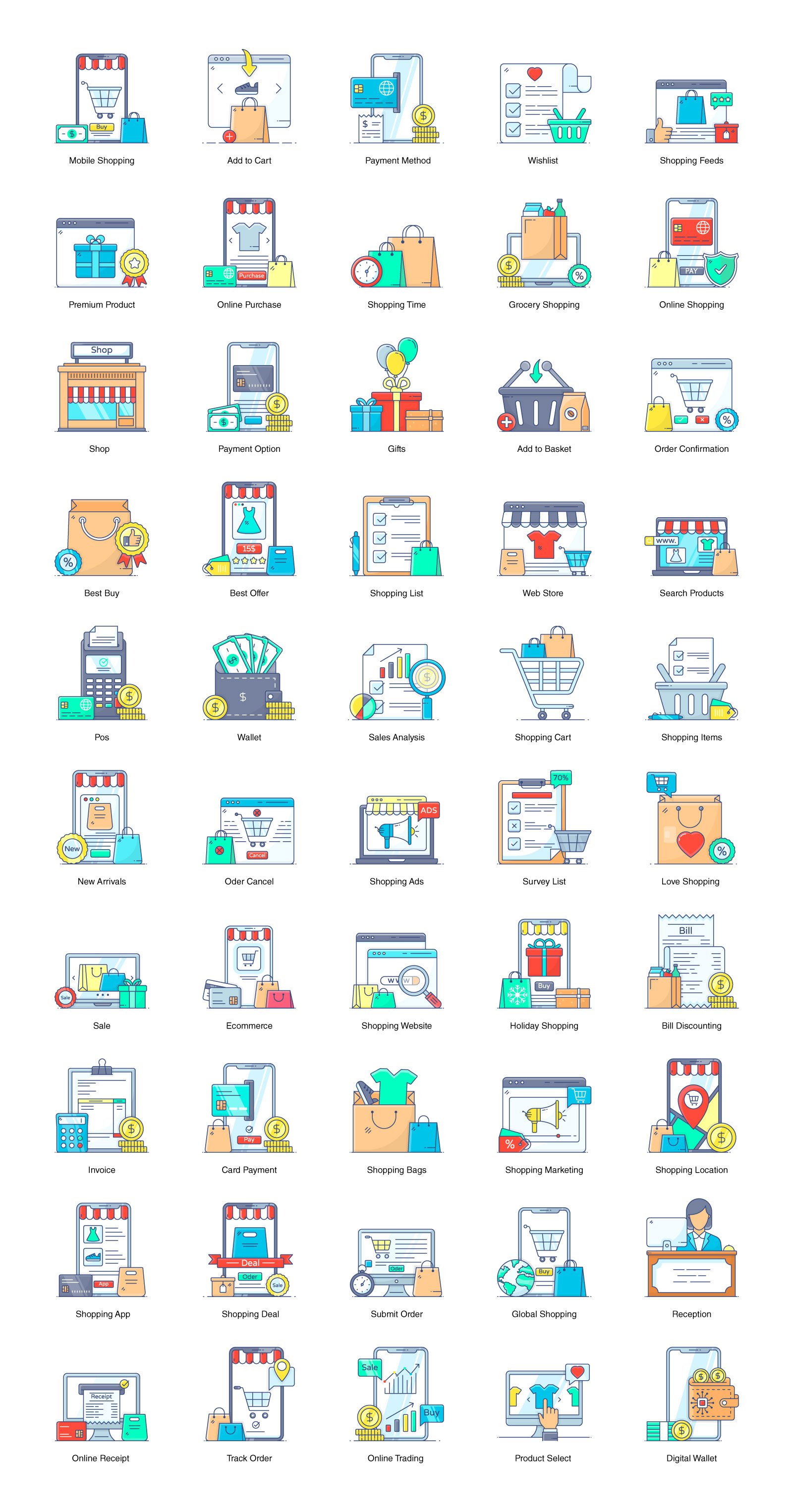 Shopping linear icons pack #234279 - TemplateMonster