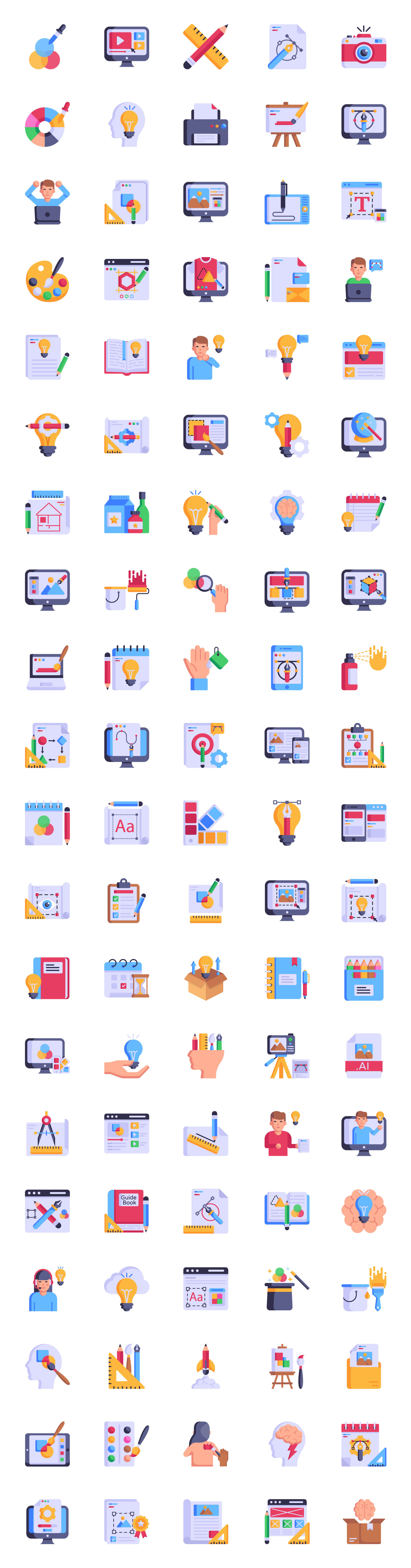100 Flat Creative Design Icons #231718 - TemplateMonster