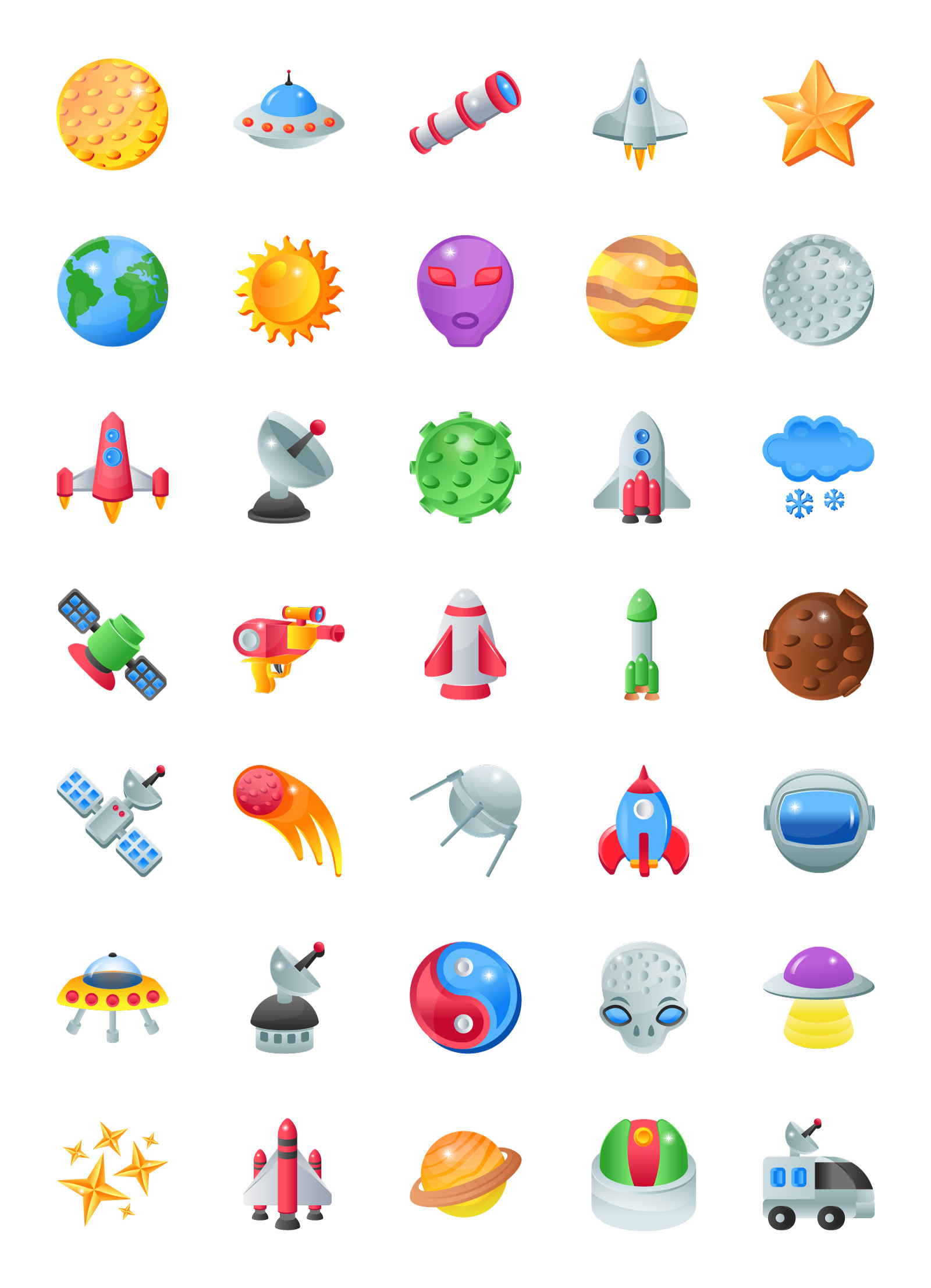 30 Space Icons - Cool Flat Icons #229606 - TemplateMonster