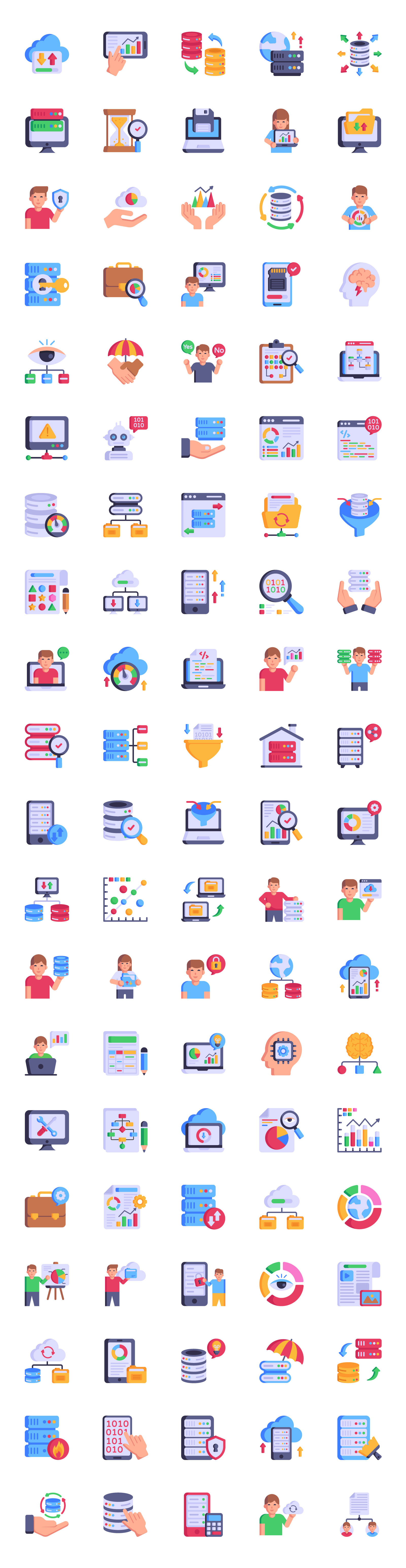 100 BIG Data and BI Services Icons #231797 - TemplateMonster