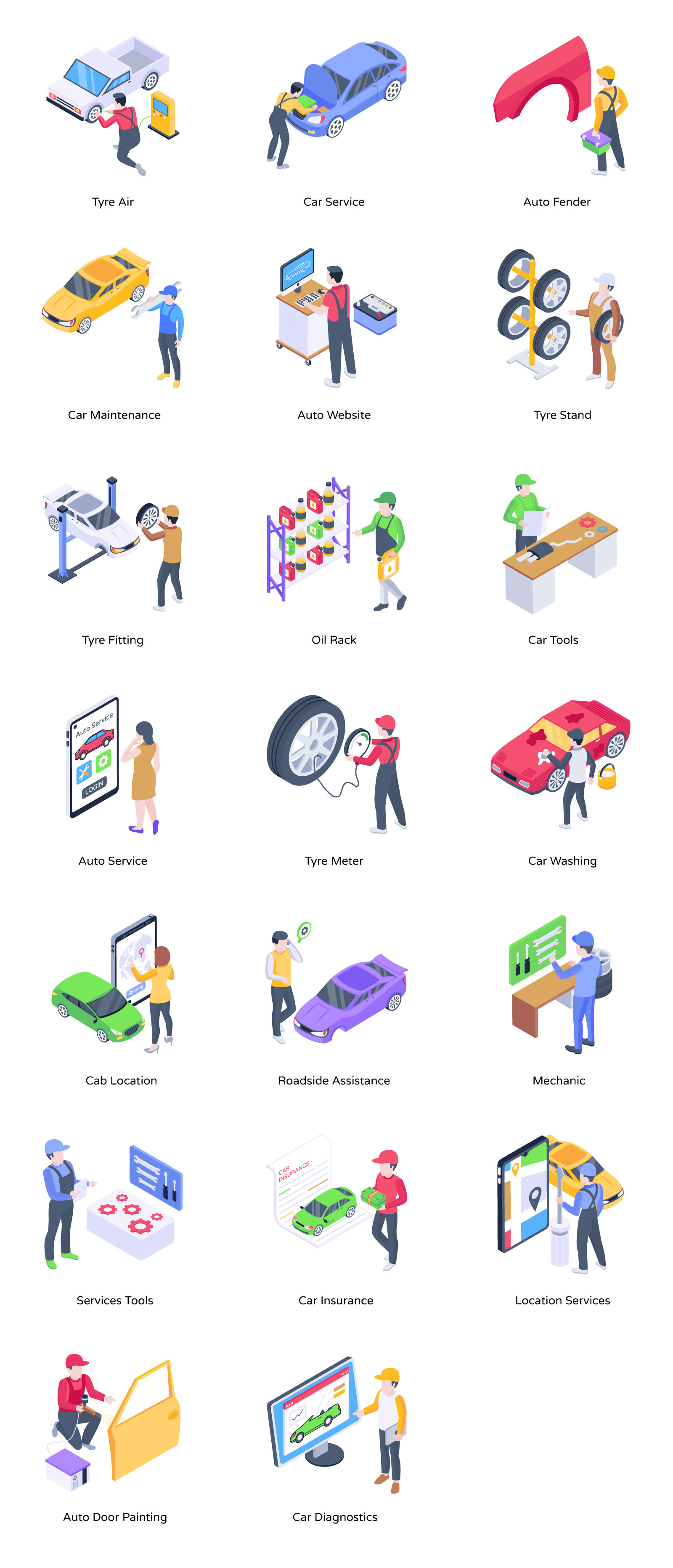 50 Isometric Auto Repair Icons #232266 - TemplateMonster