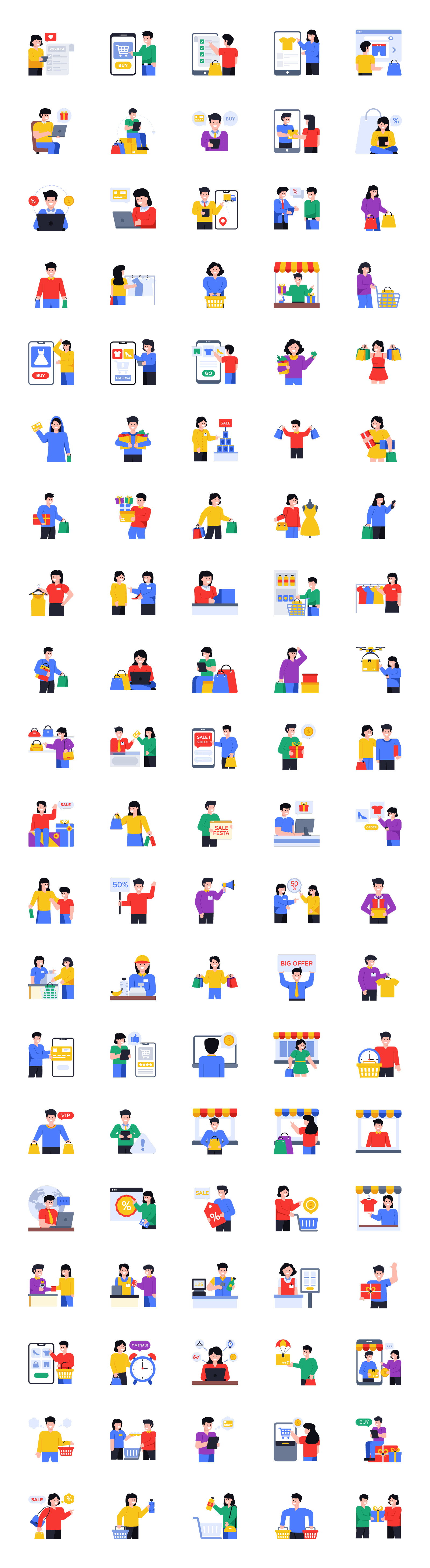 100 Shopping Character Vector Icons #236965 - TemplateMonster