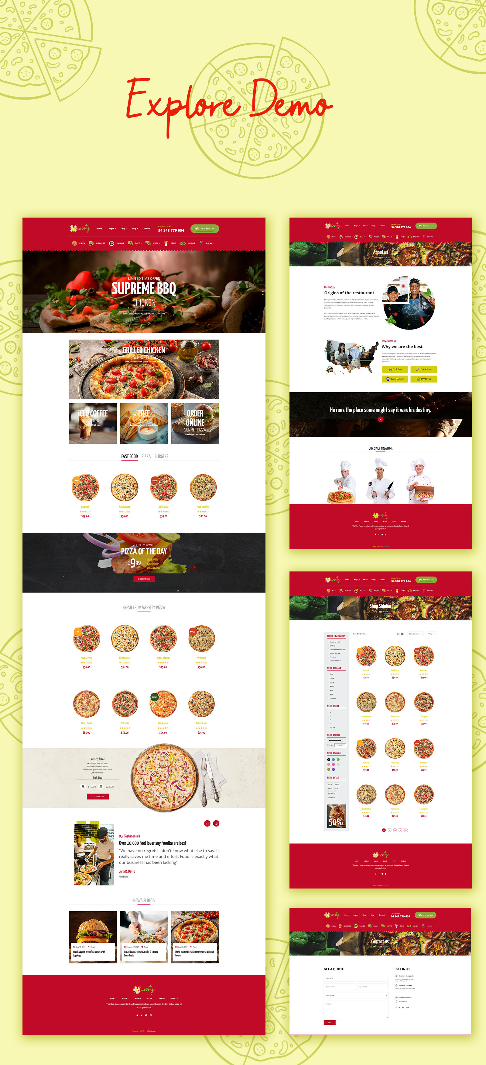 Varsity Pizza - Multipurpose eCommerce HTML Template