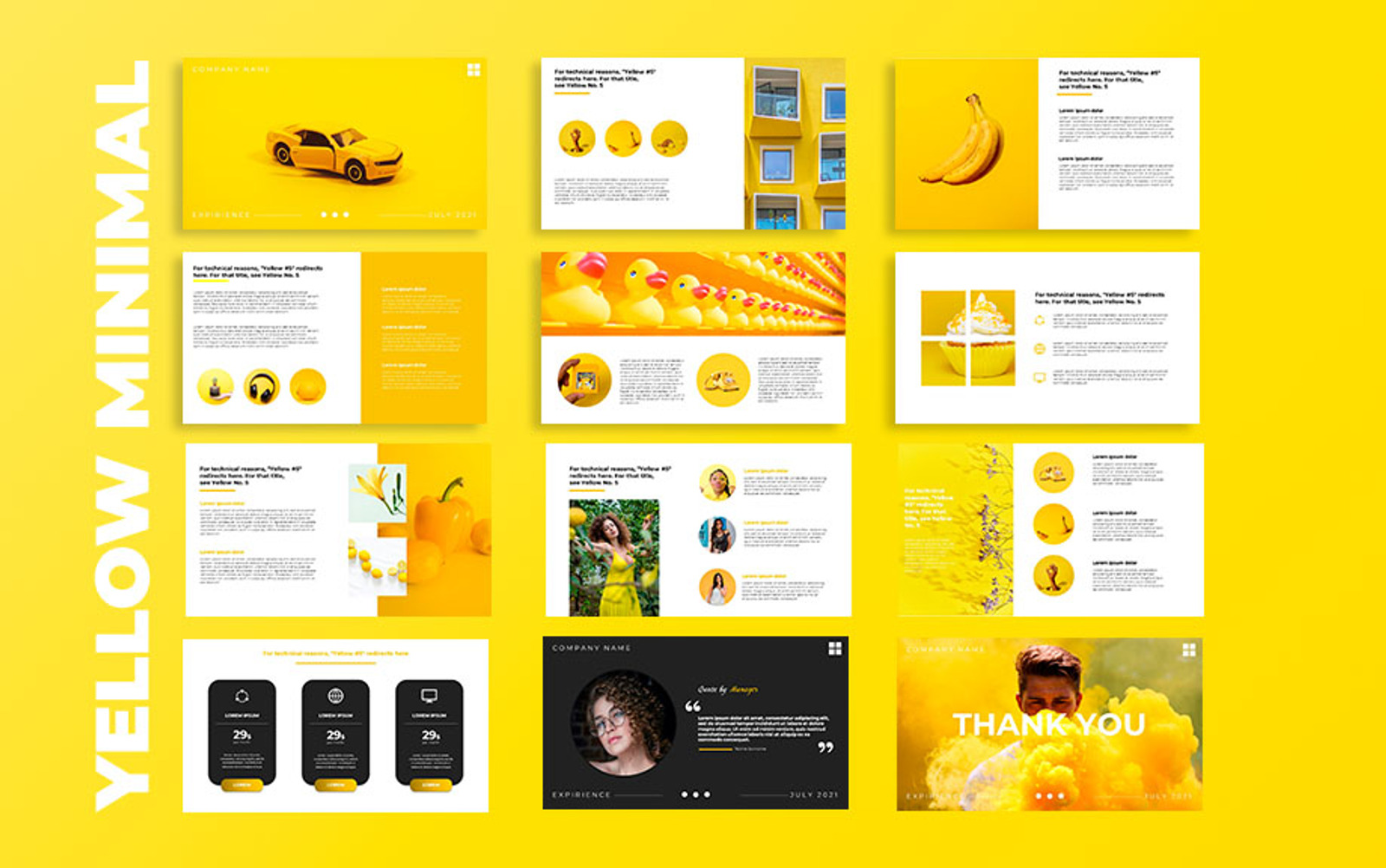 Yellow Minimal Business PowerPoint Template - TemplateMonster
