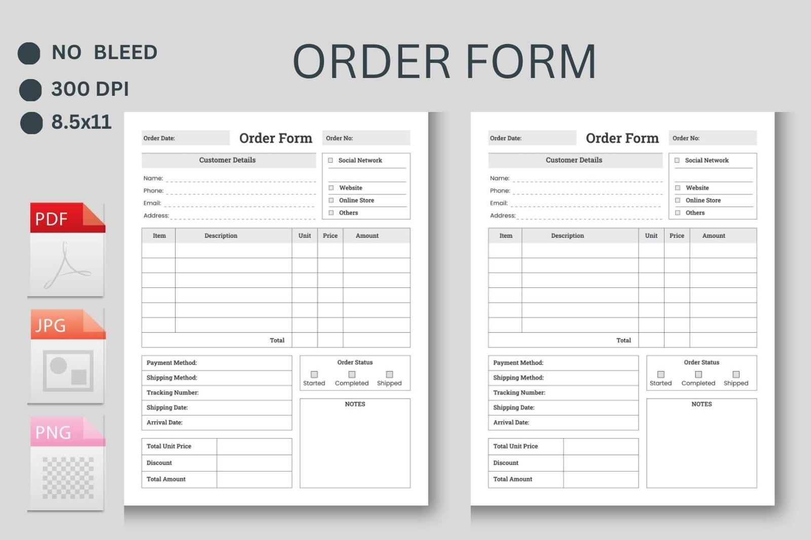 Custom Order Form Template, Purchase Order Form Template, Order Form ...