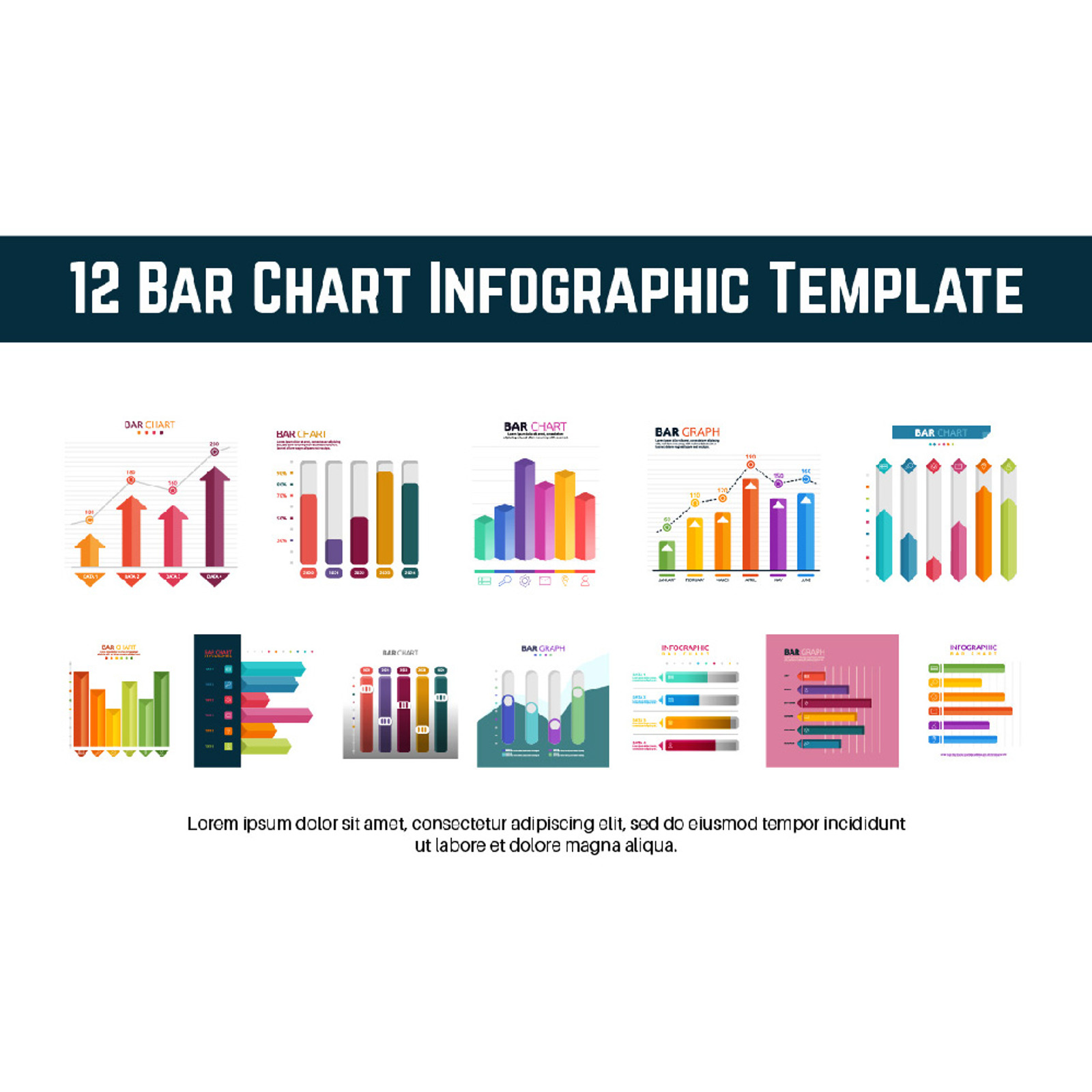 12 Bar Chart Infographic Template #260066 - TemplateMonster