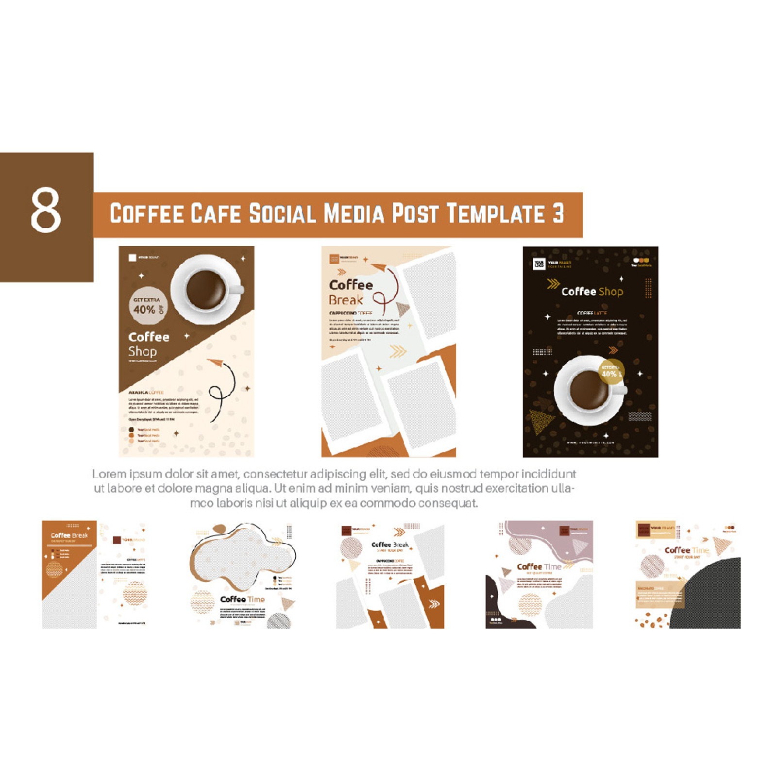 8 Coffee Cafe Social Media Post Template 03 - TemplateMonster