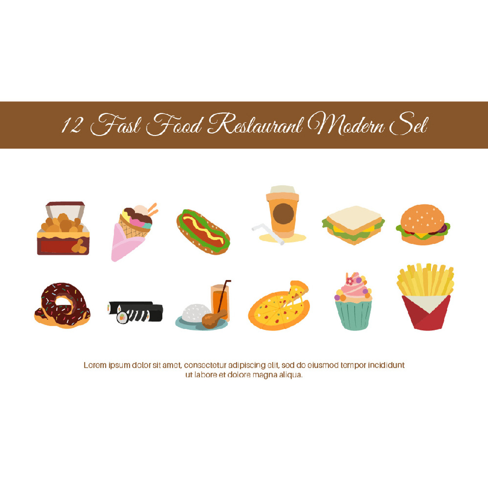 12 Fast Food Restaurant Modern Set #252449 - TemplateMonster