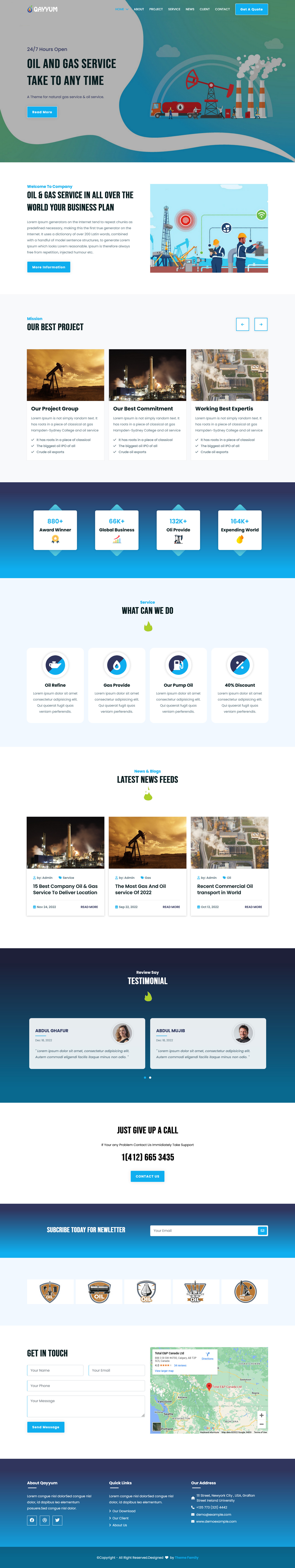 Qayyum - Oil & Gas Service HTML5 Bootstrap Landing Page Theme