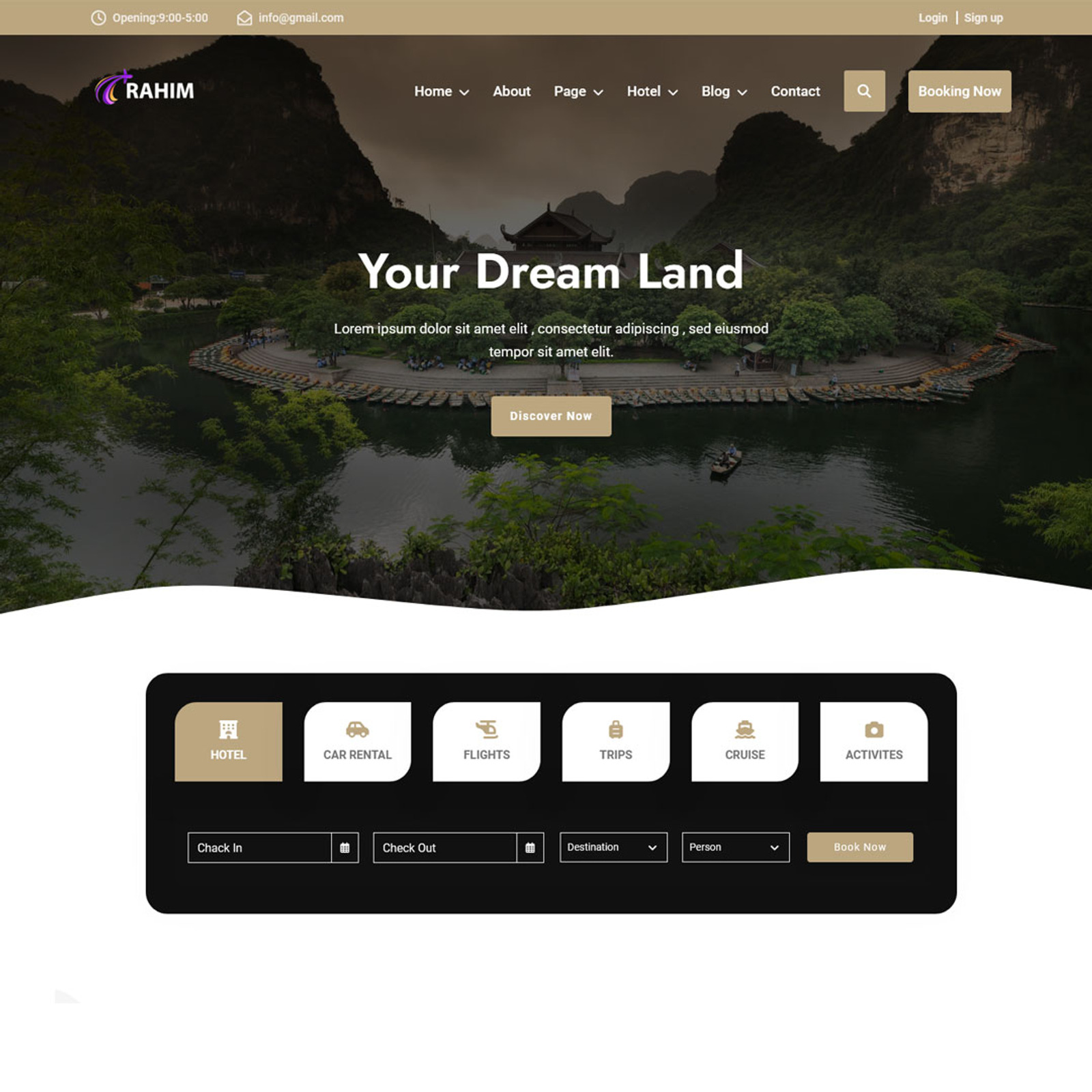 Rahim - Multipurpose Tour & Travel, Hotel Agency HTML5 Website Template