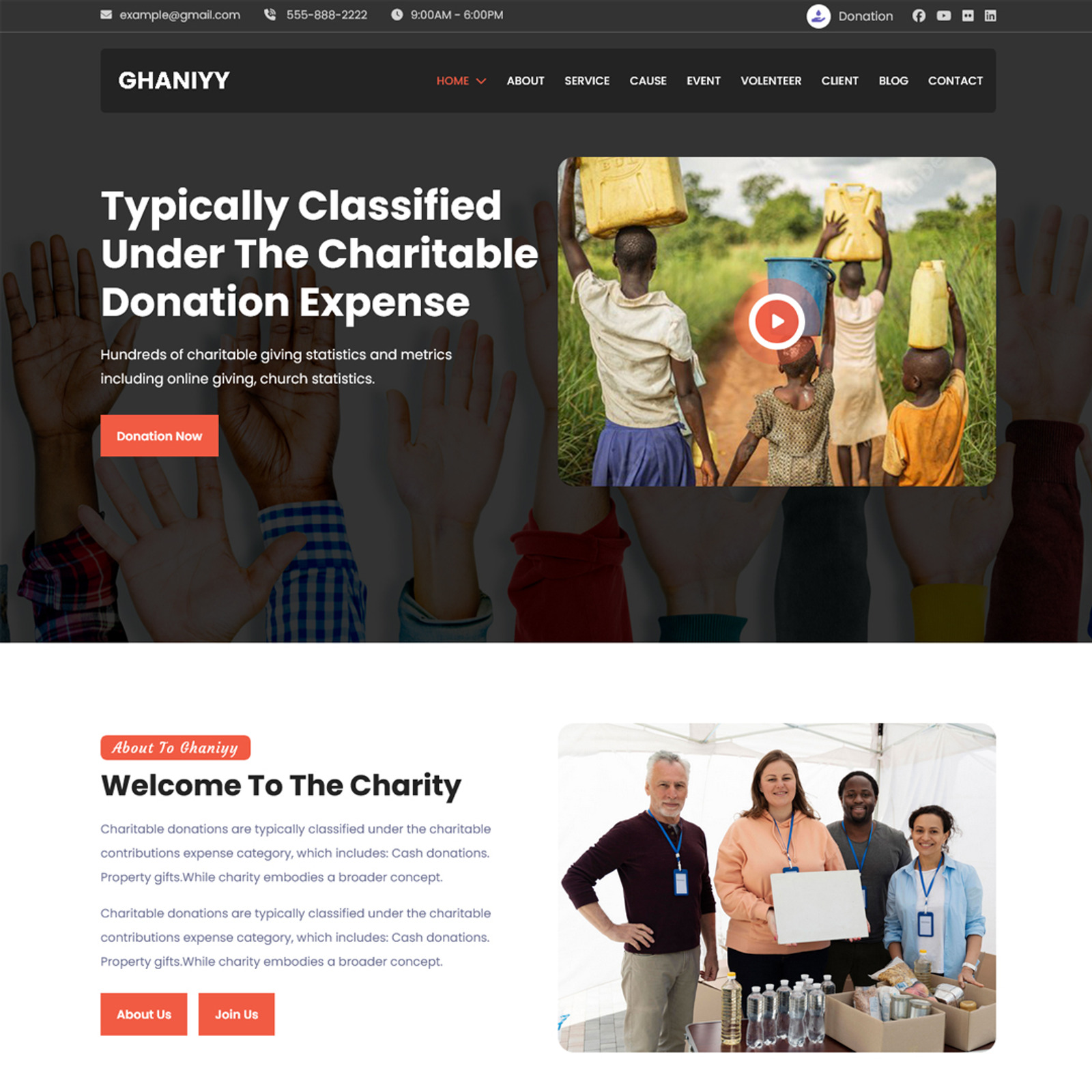 Ghaniyy - Charity & Donation One Page HTML Landing Page Template