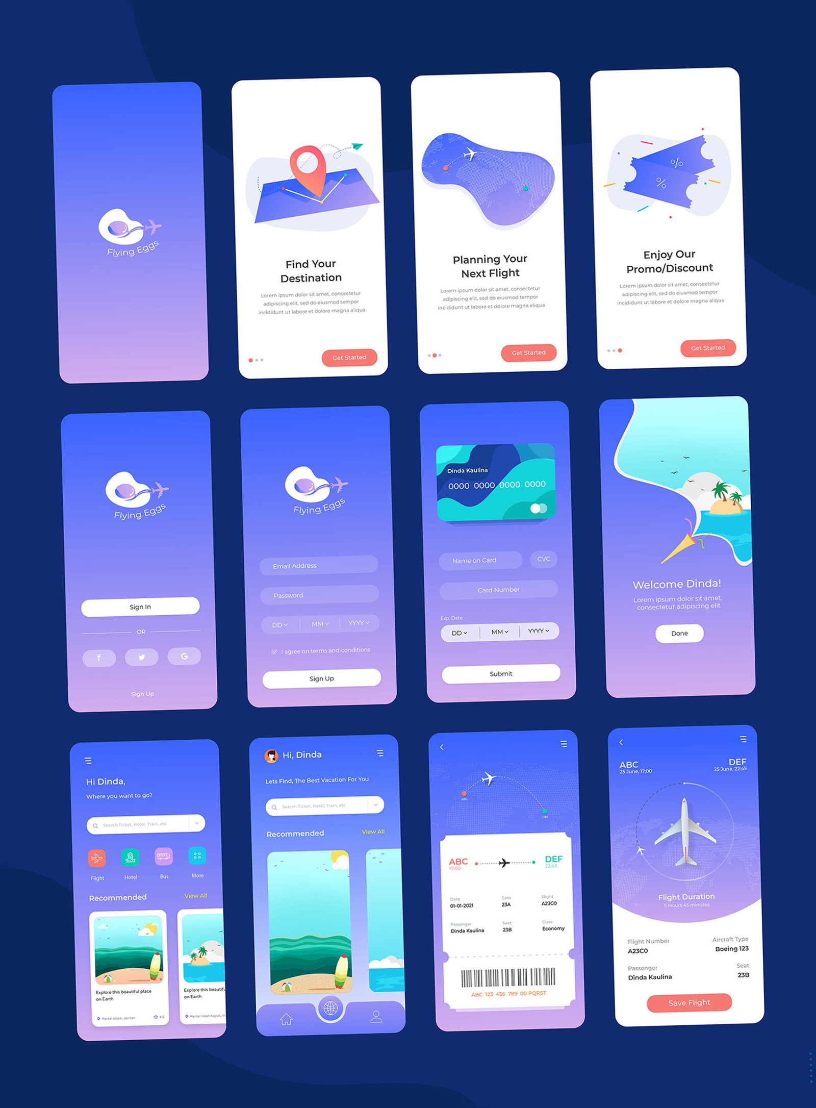 User Interface for Flight Tracker App UI Elements