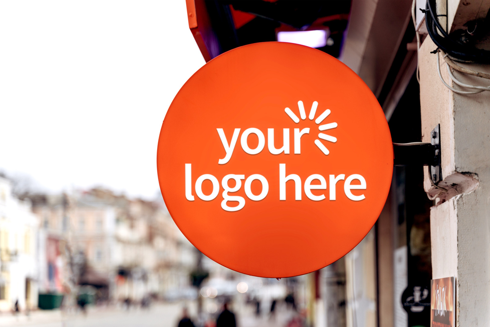 Street Round Signboard Outdoor Mockup Template