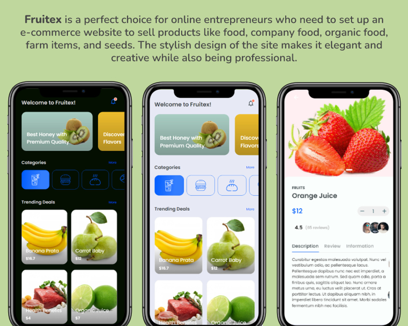 Fruitex - eCommerce Mobile HTML App Template ( Framework 7 )