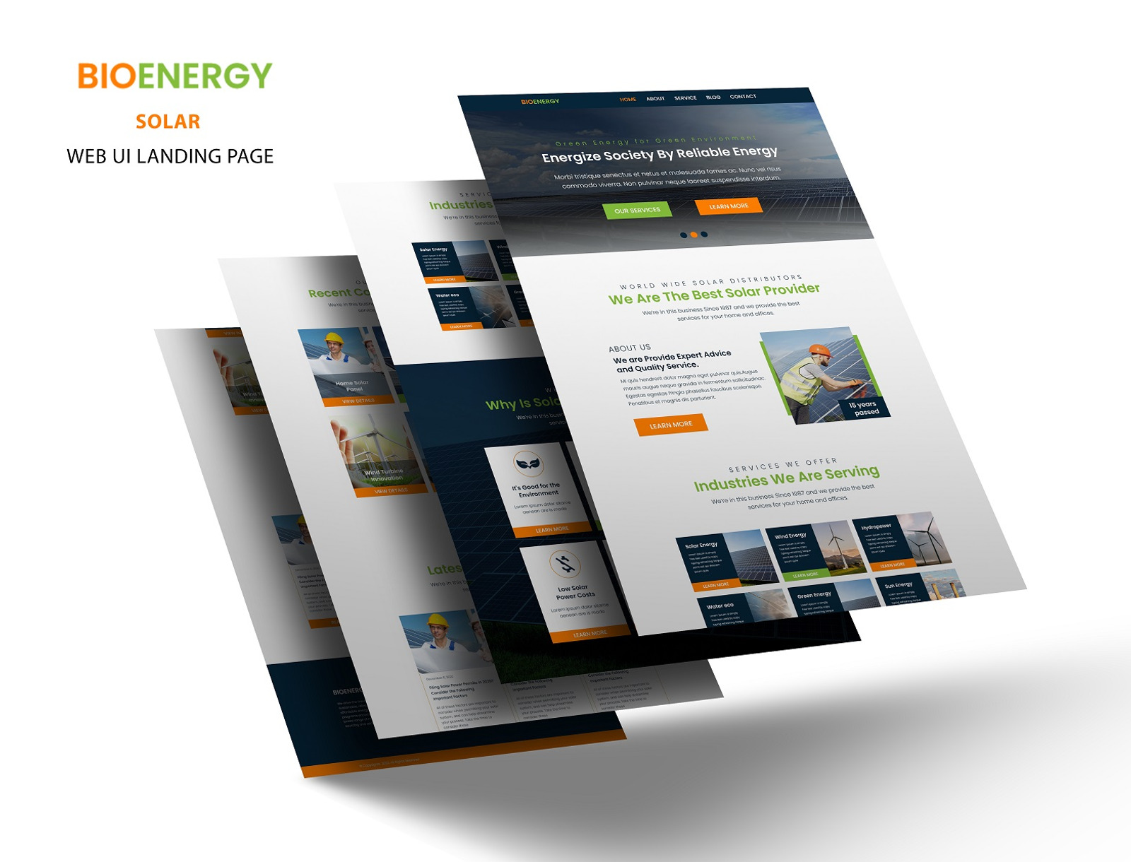 Solar Energy web UI landing page template - TemplateMonster