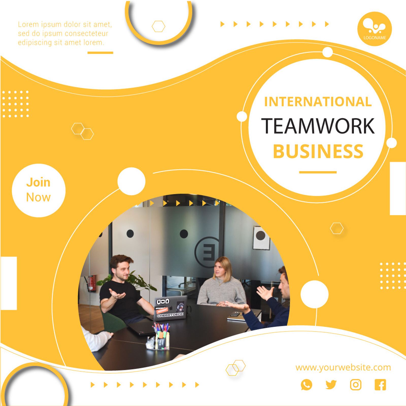 International Teamwork Business Social Media Banner