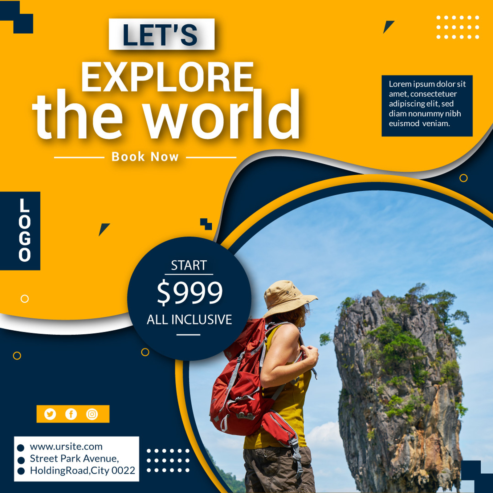 Explore the world social media Banner - TemplateMonster