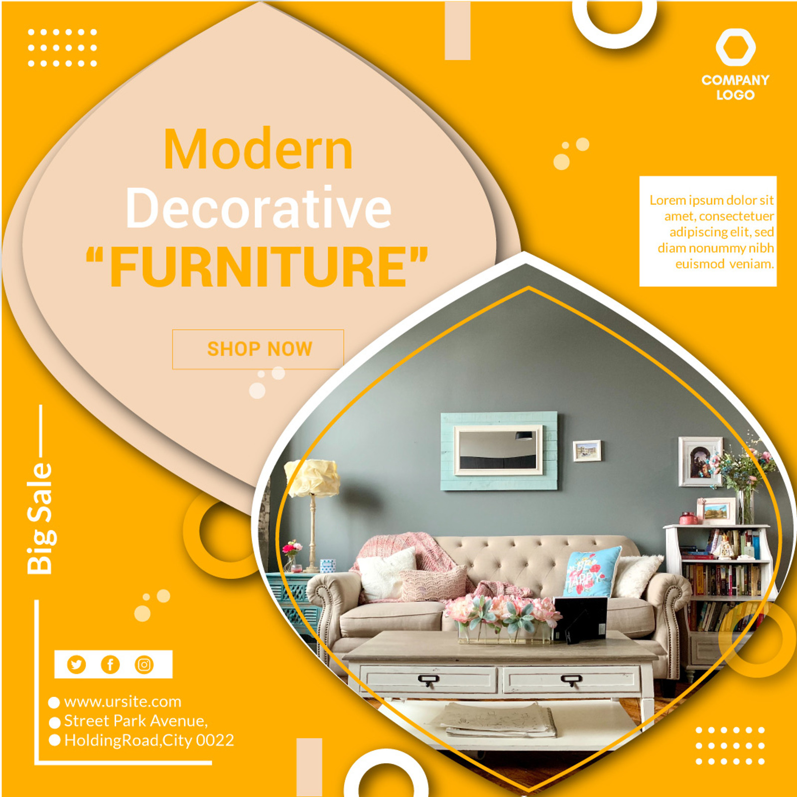 Interior Furniture Social Media Sale Banner - TemplateMonster